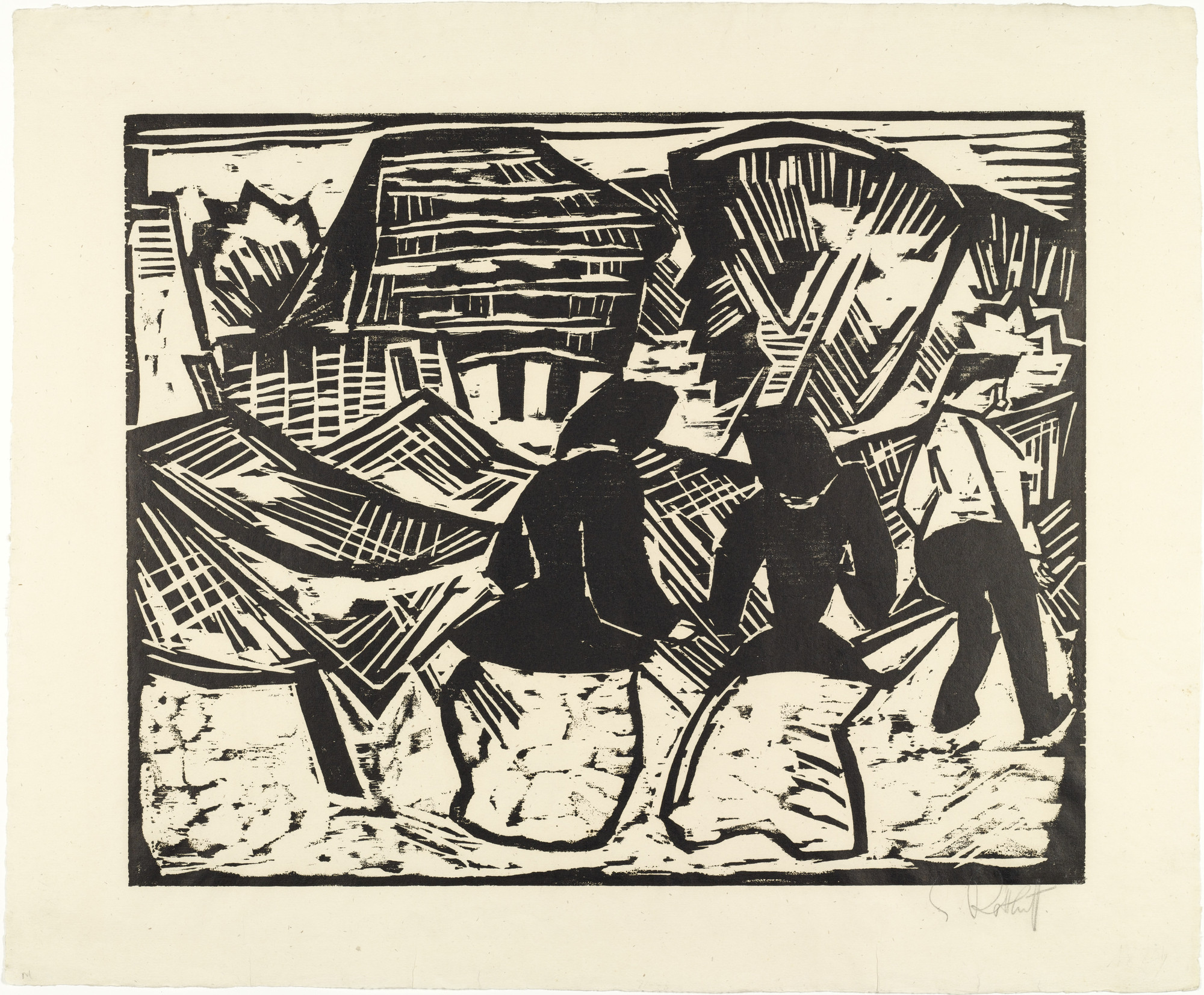 Karl Schmidt-Rottluff. At the Nets (Bei den Netzen) from the portfolio ...