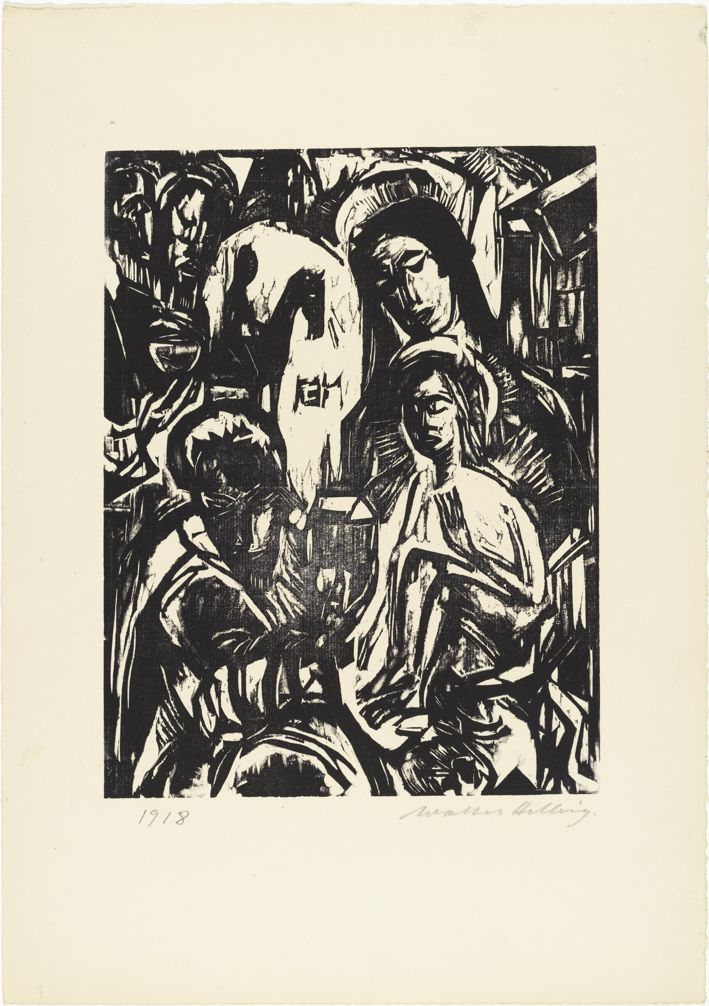 Walter Helbig. Adoration (Anbetung) from 16 Woodcuts (16 Holzschnitte ...