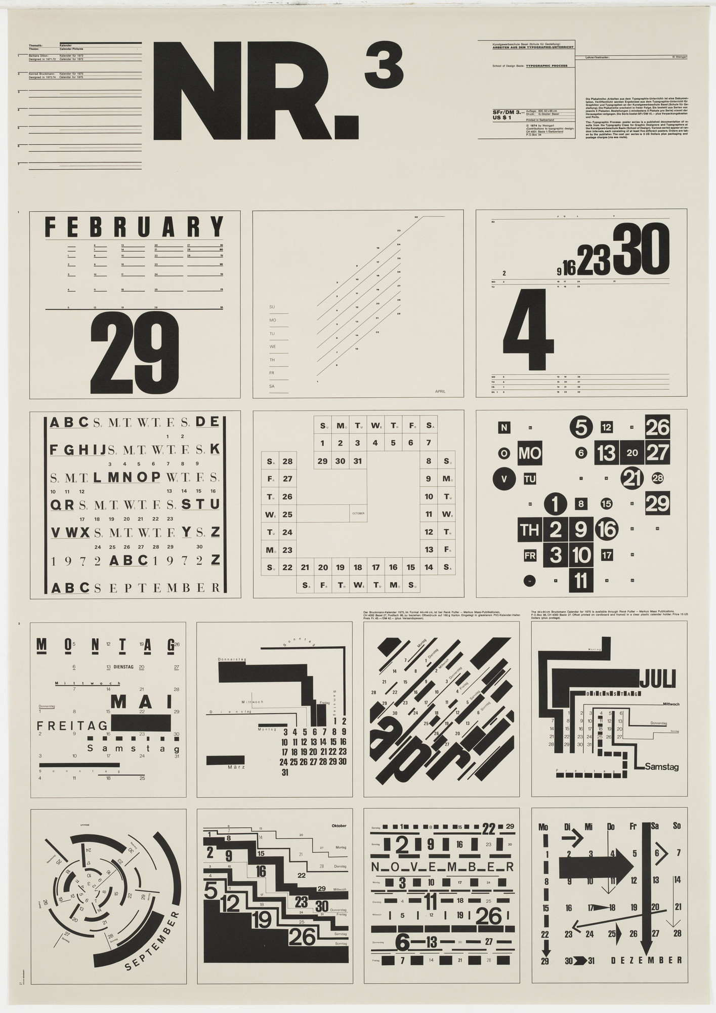 Wolfgang Weingart. Typographic Process, Nr 3. Calender Text Structures ...