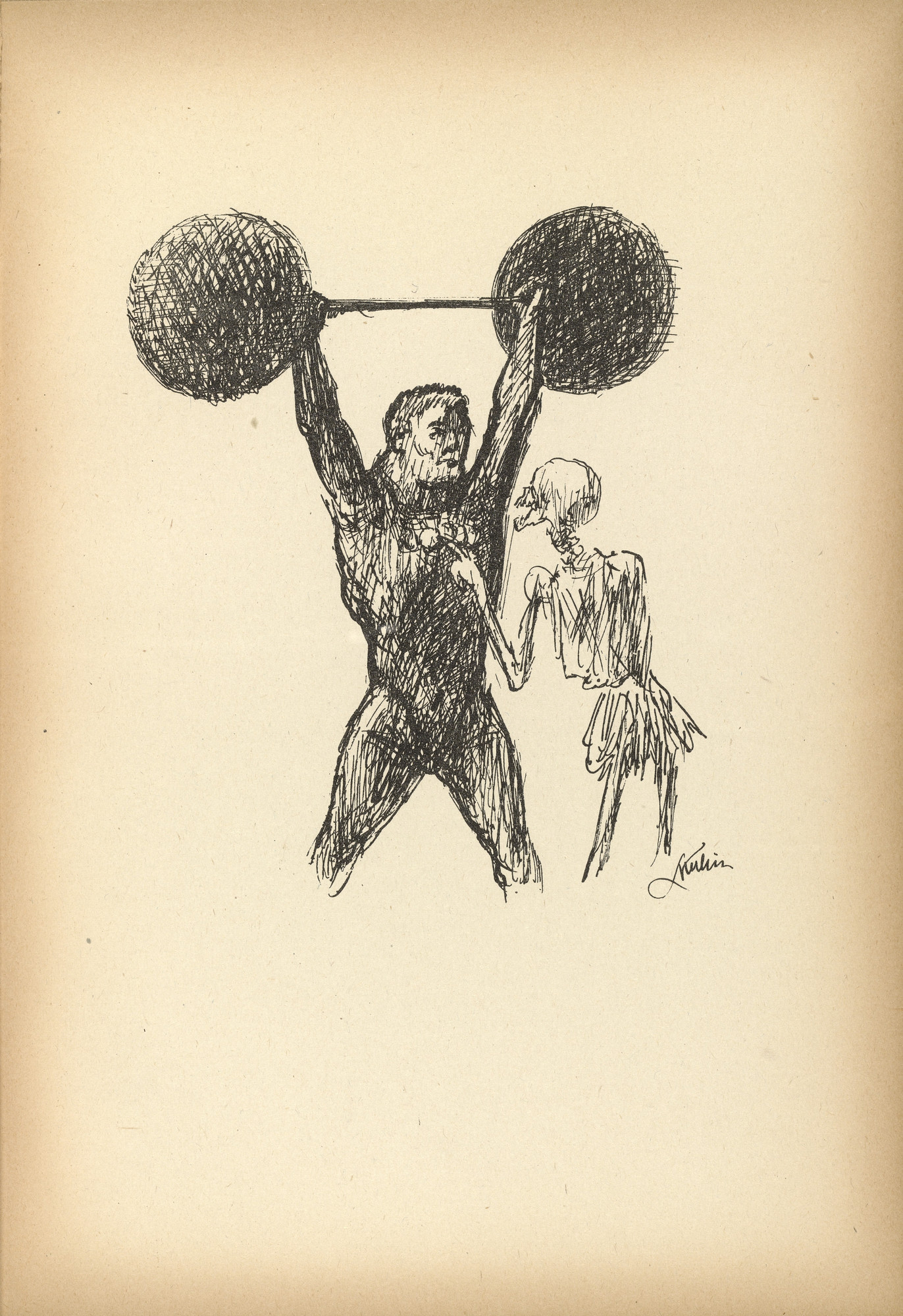 Alfred Kubin. Athlete (Athlet) from Ein neuer Totentanz (A New Dance of ...