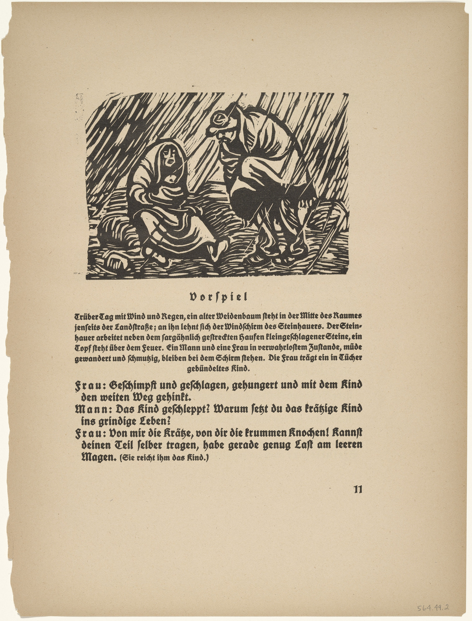 Ernst Barlach. Couple Quarreling in the Rain (Haderndes Paar im Regen ...