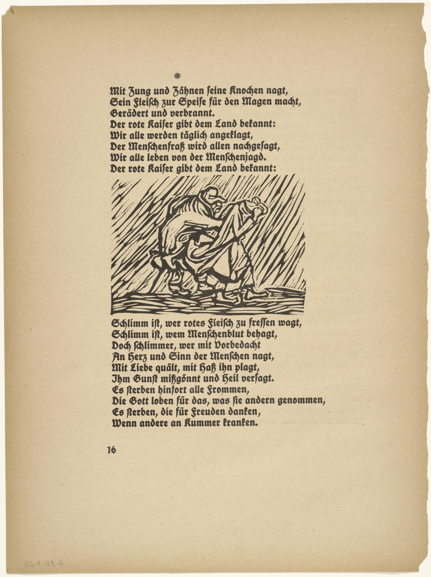 Ernst Barlach. Couple Wandering in the Rain (Wanderndes Paar im Regen ...
