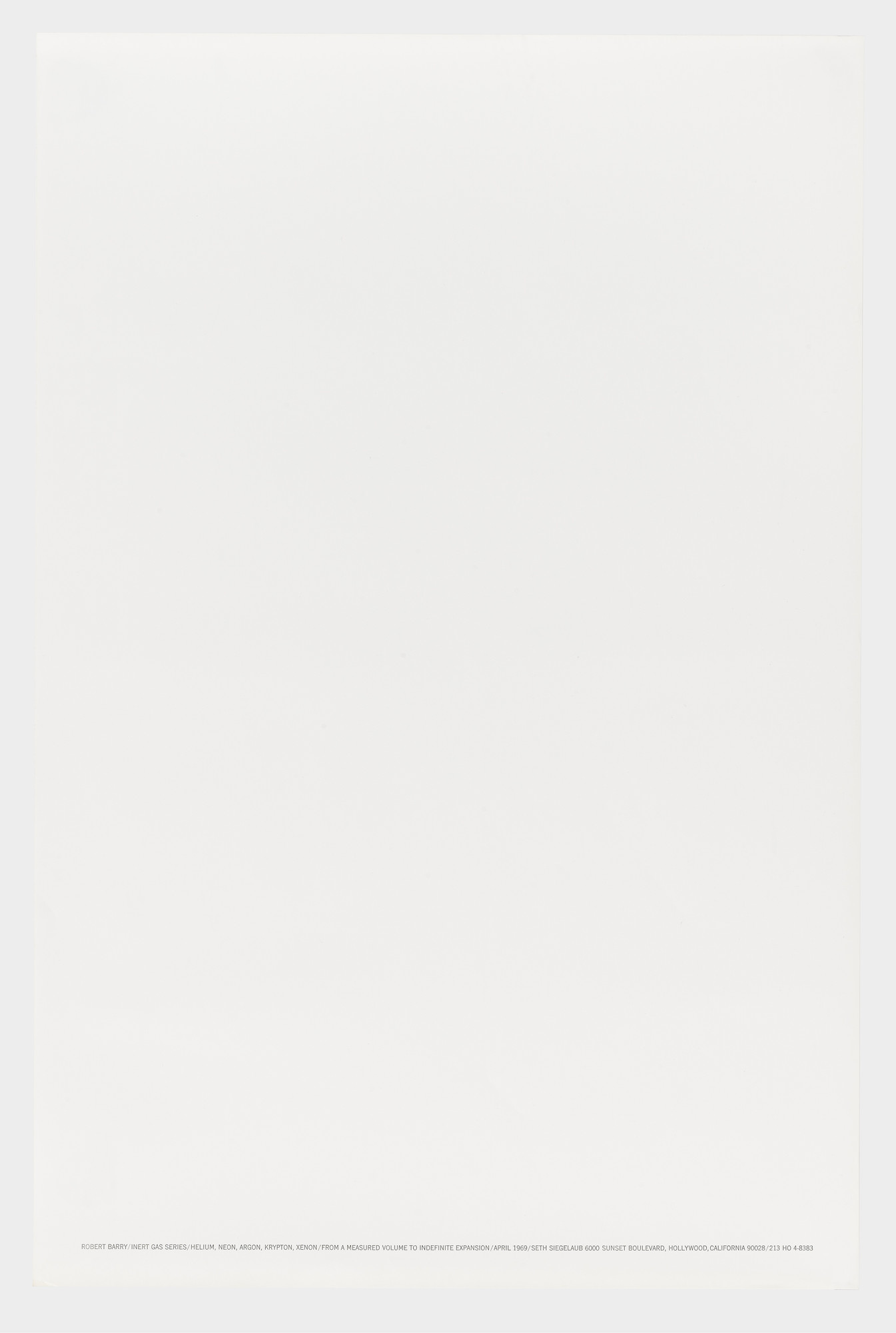 Robert Barry. Inert Gas Series/Helium, Neon, Argon, Krypton, Xenon/From ...