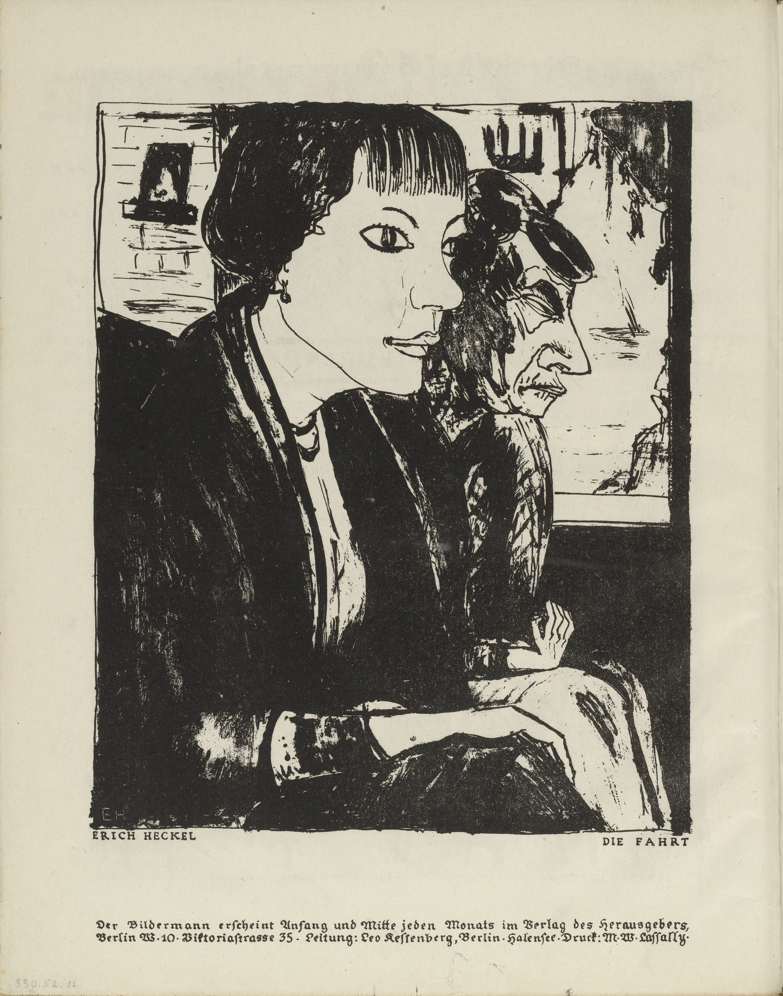 Erich Heckel. The Ride (Die Fahrt) (plate, folio 7 verso) from the ...