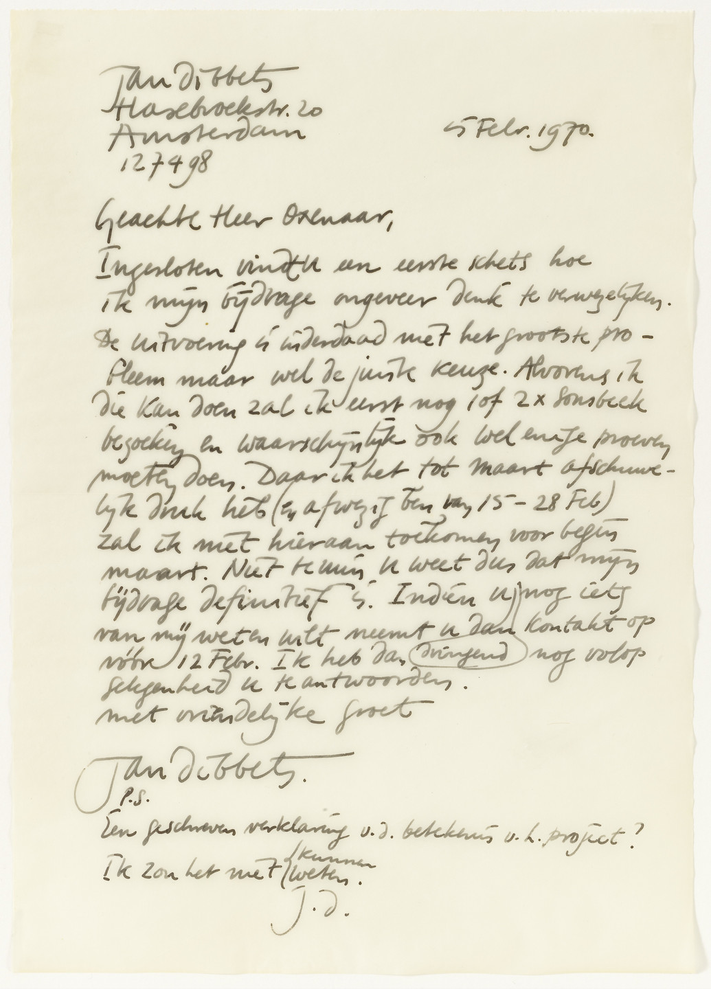 Jan Dibbets. Untitled (Geachte heer oxenaar). 1970 | MoMA