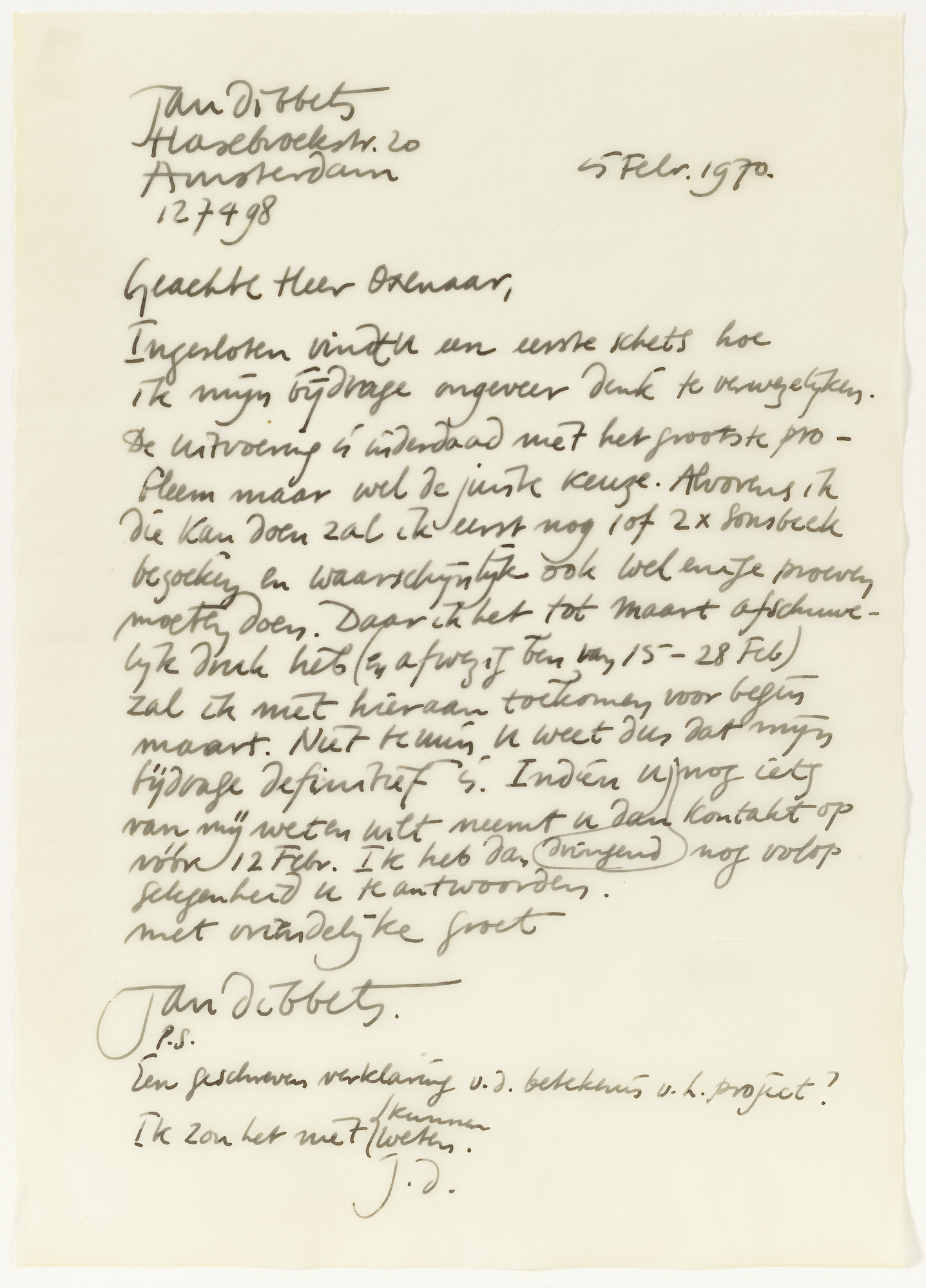 Jan Dibbets. Untitled (Geachte heer oxenaar). 1970 | MoMA