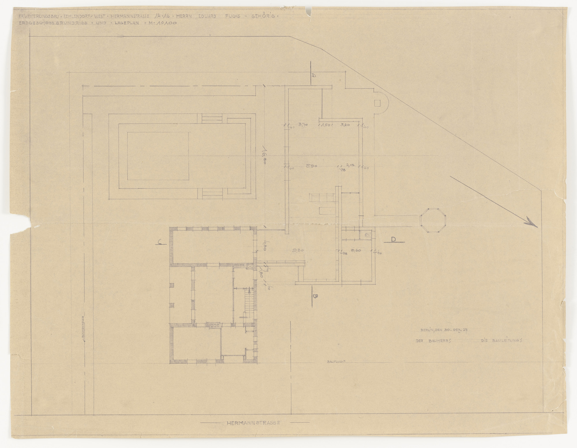 Ludwig Mies van der Rohe. Fuchs Addition to Perls House, Berlin ...