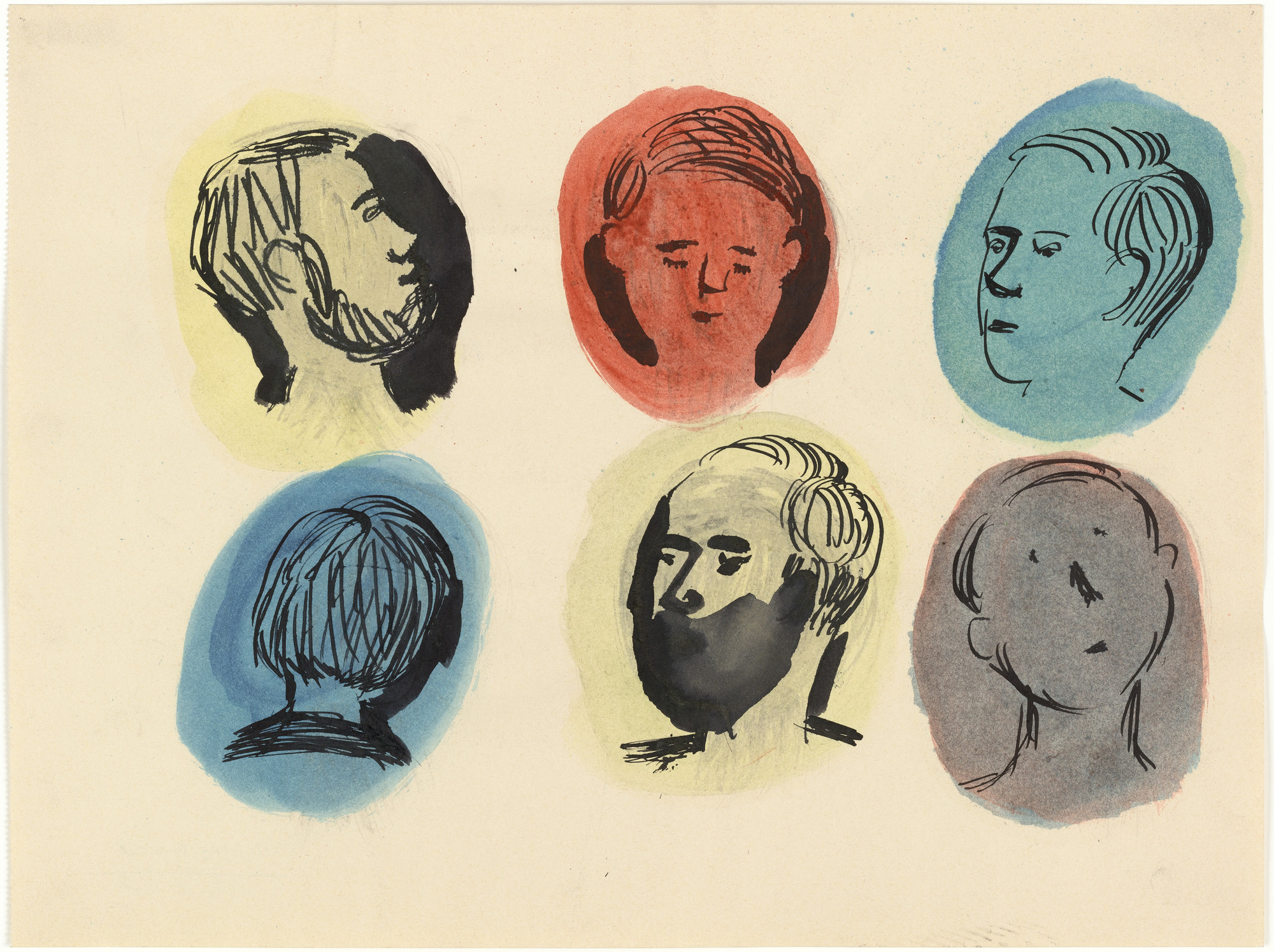 Ingeborg Gabriel. Untitled No. 1099 (six heads on colored ovals). 1990 ...