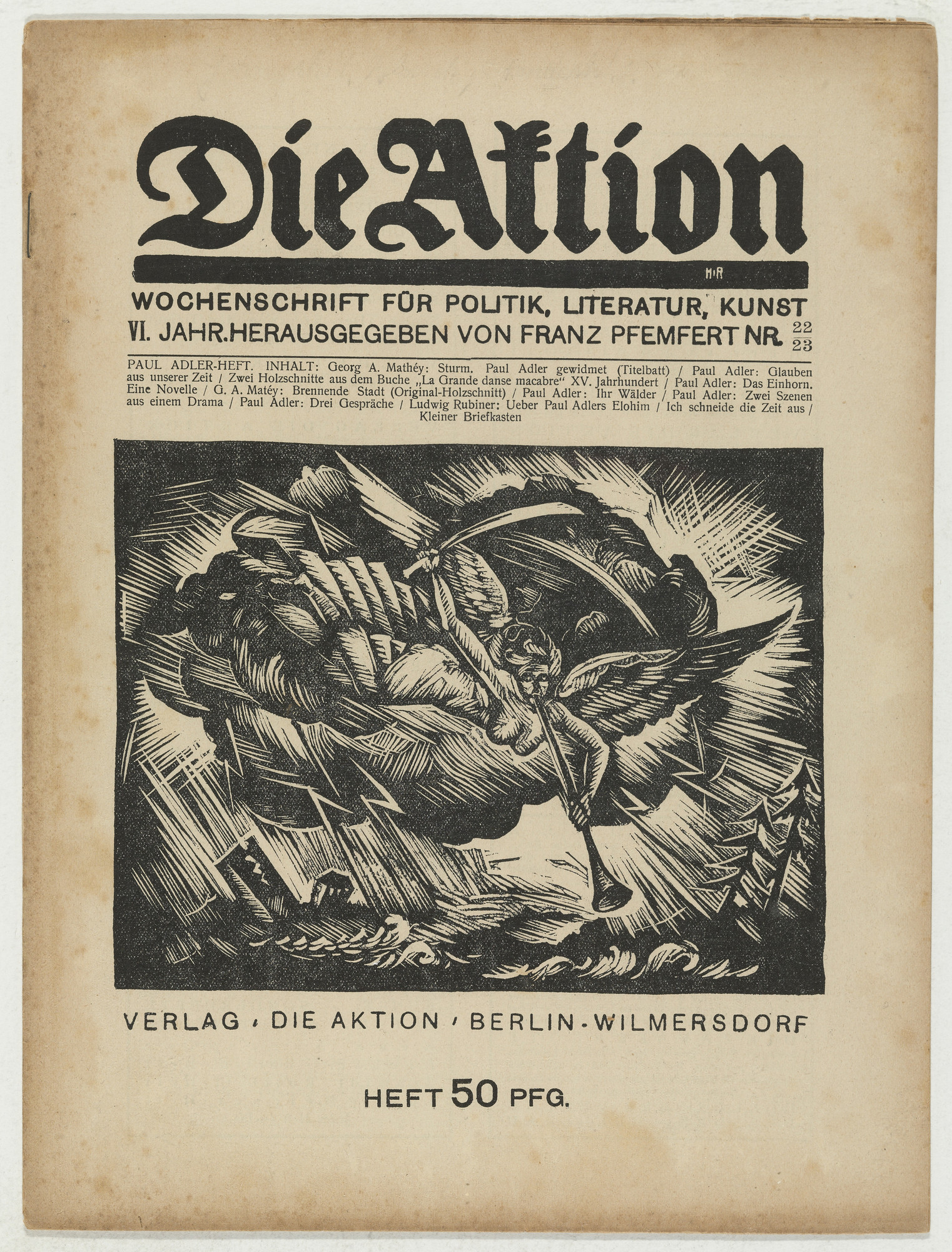Georg Alexander Mathéy. Die Aktion, vol. 6, no. 22/23. June 3, 1916 | MoMA