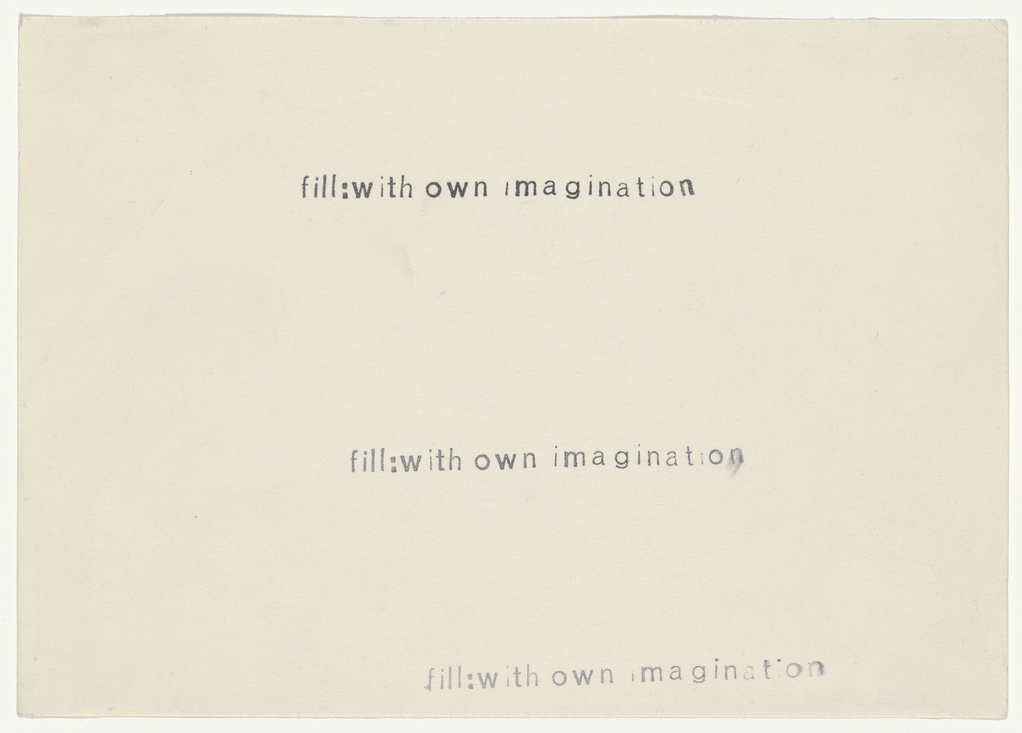 Arthur Köpcke. Reading Work Piece No. 10: fill with own imagination ...