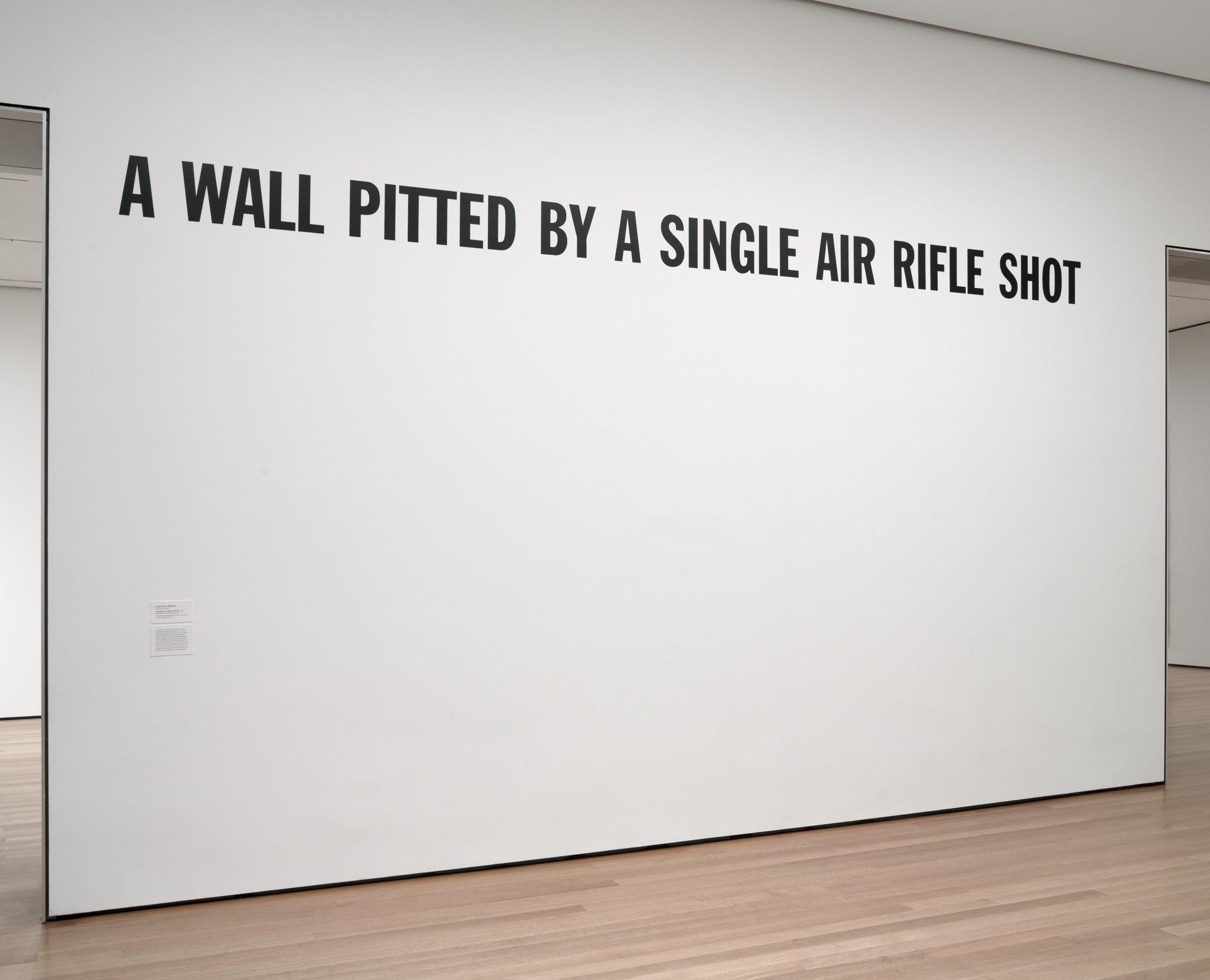 Lawrence Weiner. A WALL PITTED BY A SINGLE AIR RIFLE SHOT. 1969 | MoMA