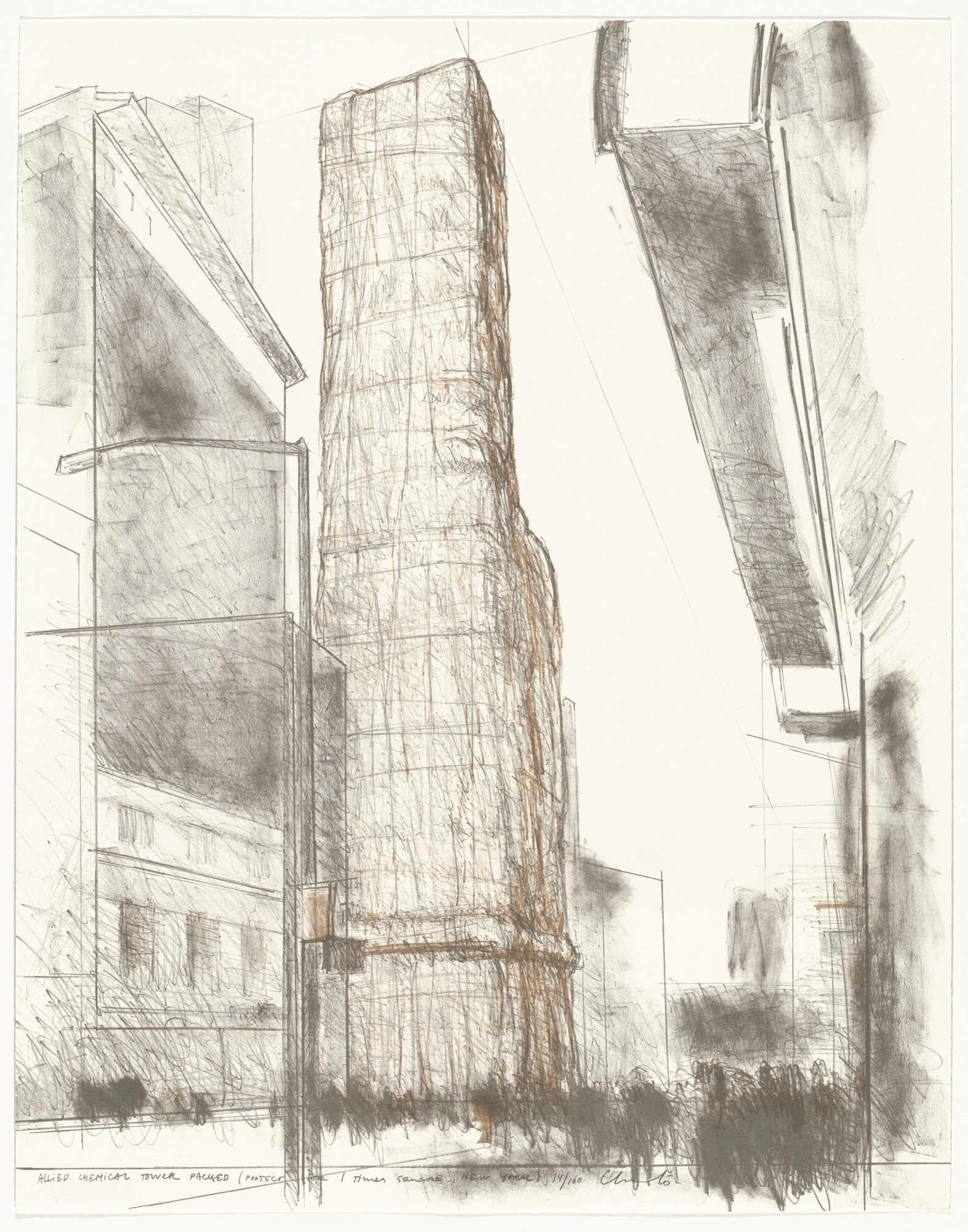 Christo. Allied Chemical Tower, Packed, Project for Number 1, Times ...