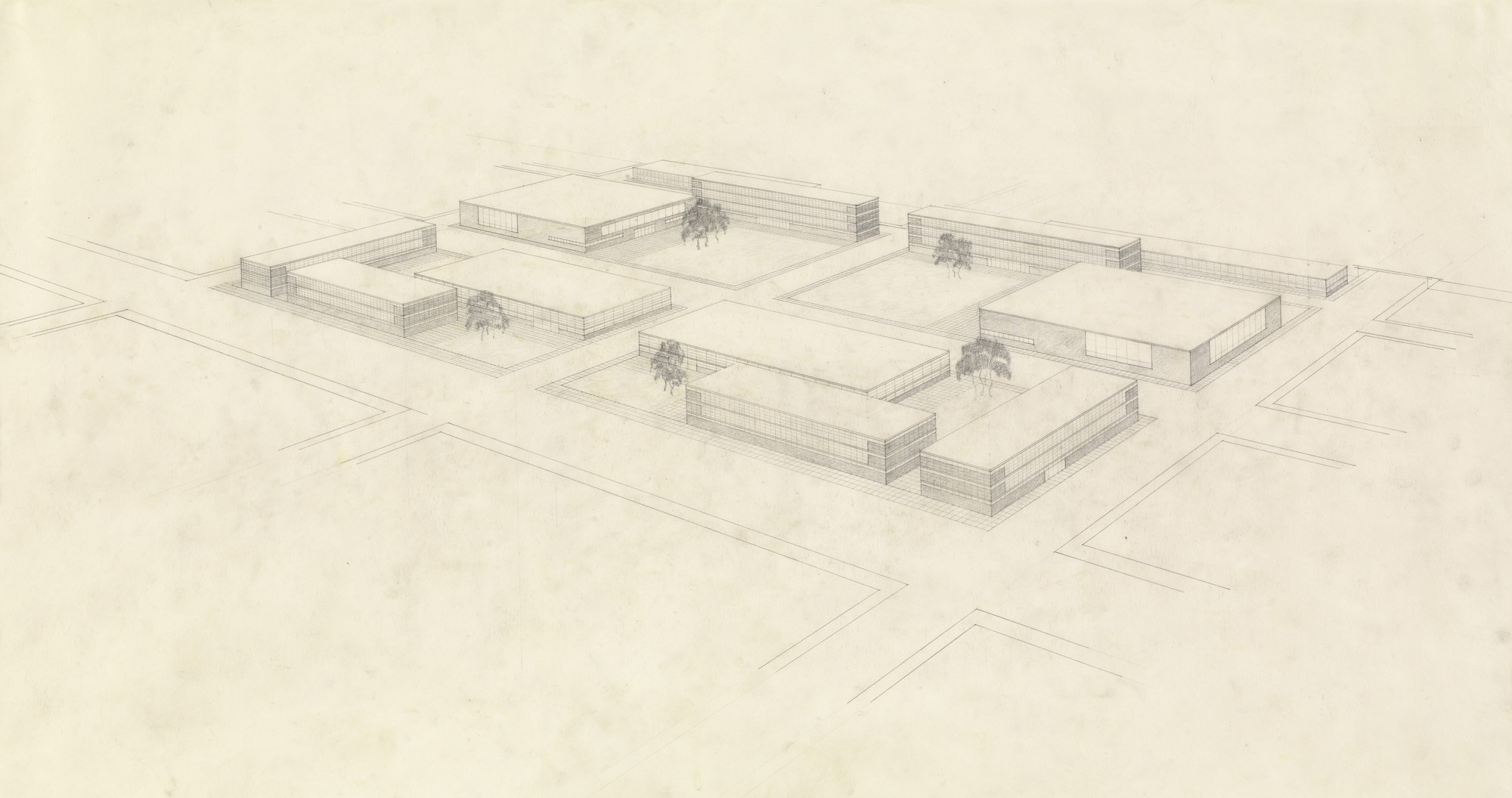 Ludwig Mies van der Rohe. IIT Master Plan, Chicago, Illinois, Aerial ...