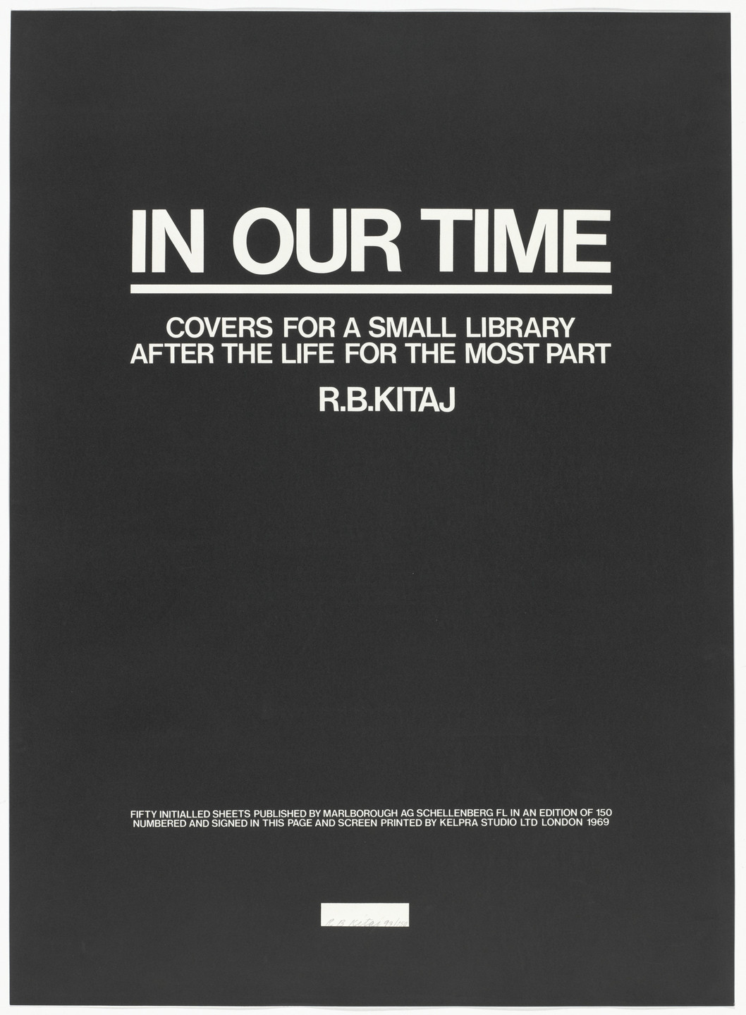 R. B. Kitaj. In Our Time: Covers for a Small Library After the Life for ...