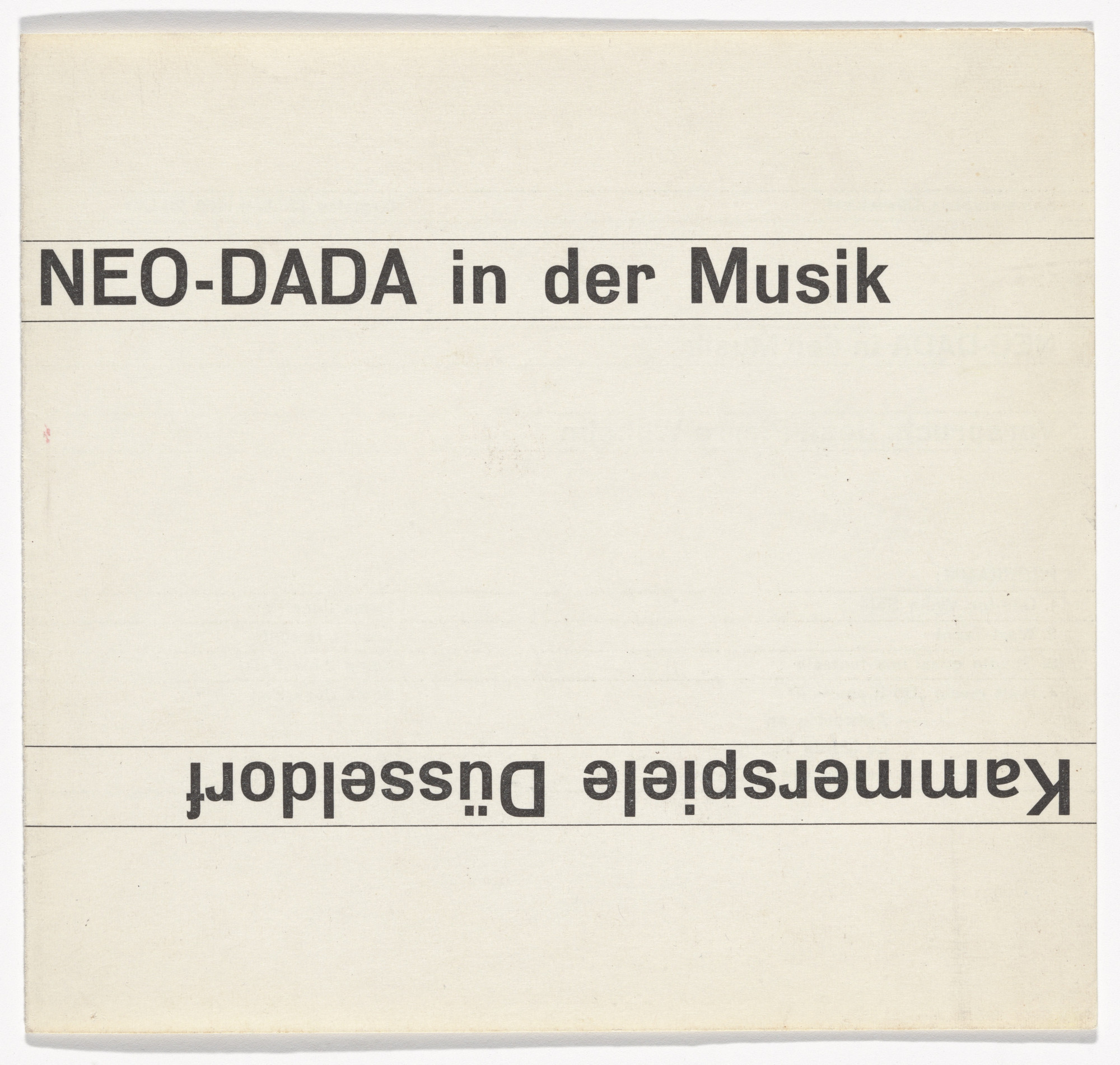 Designer unknown. Program for Neo-Dada in der Musik, Kammerspiele ...