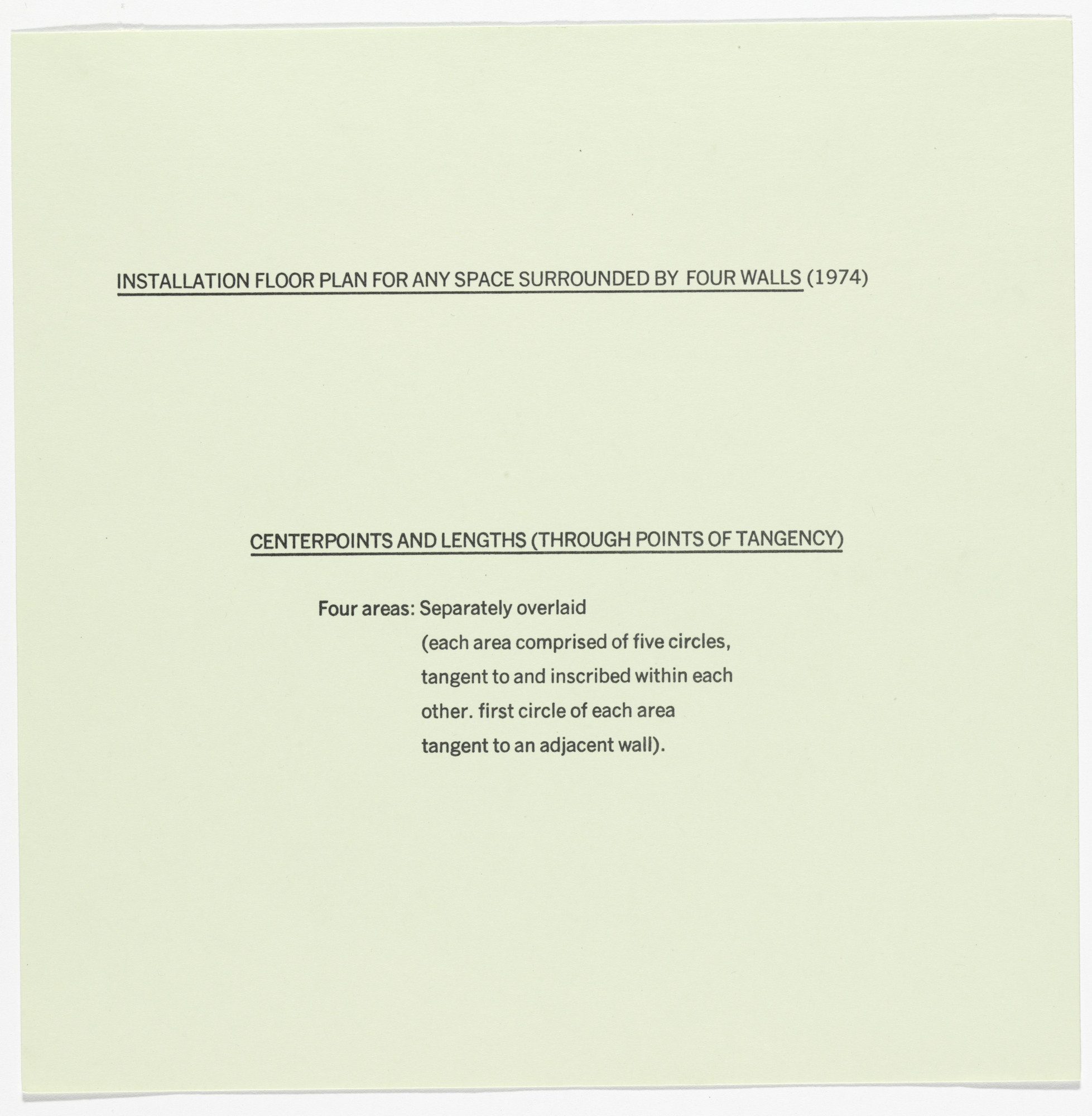 Barry Le Va. Installation Floor Plan for Any Space Surrounded by Four ...