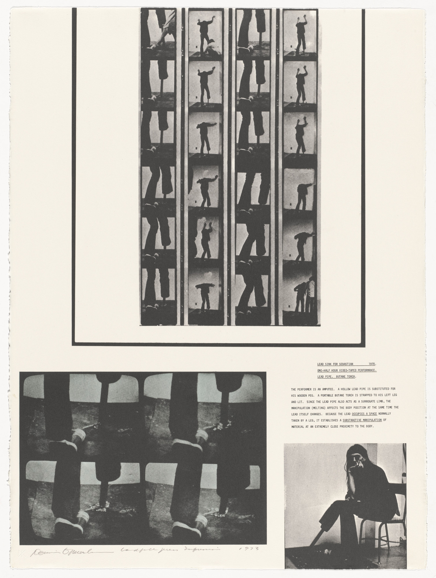 Dennis Oppenheim. Lead Sink For Sebastian. 1970 from Projects by Dennis ...