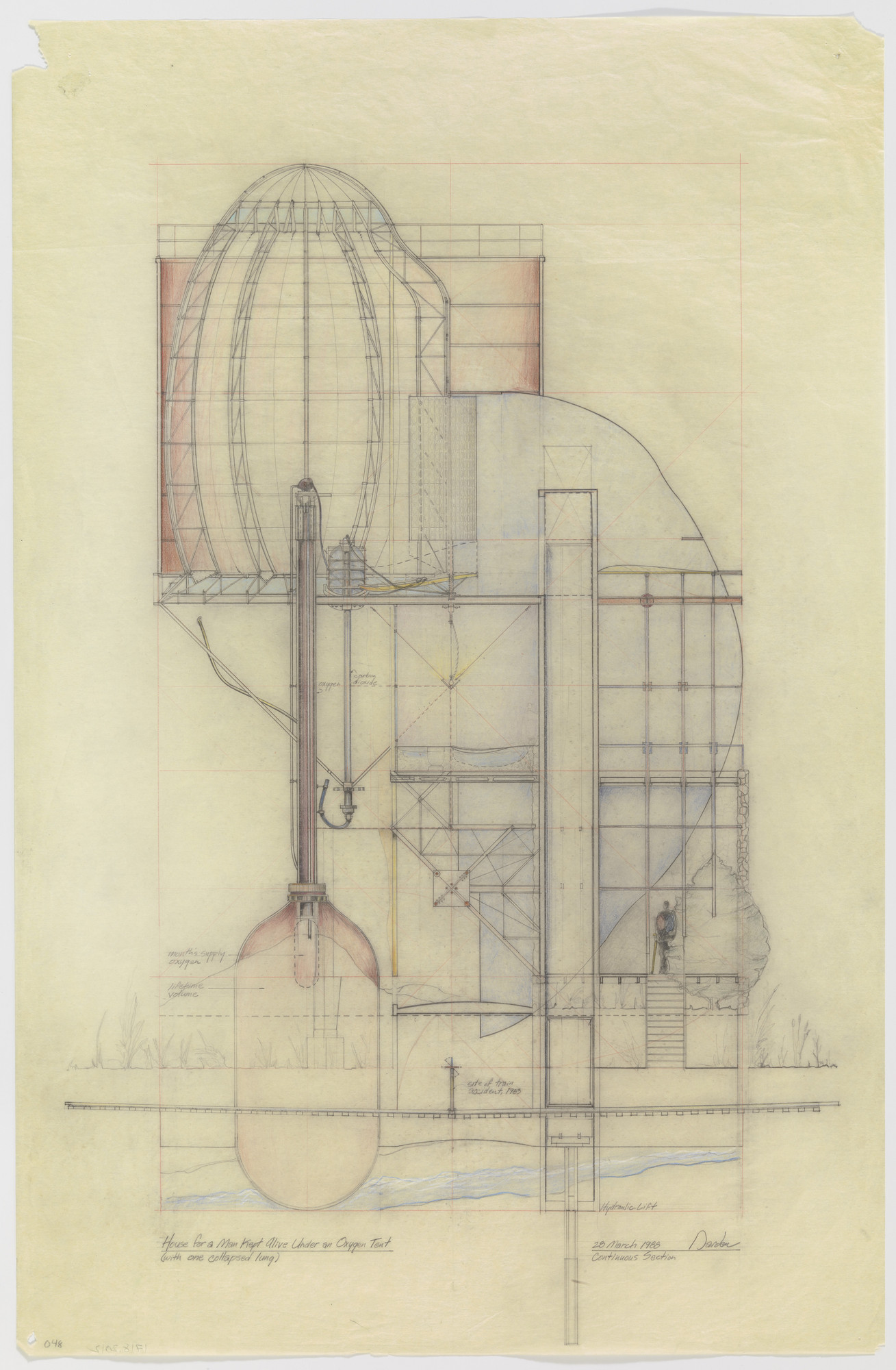 Douglas Darden. Oxygen House Project (Elevation/section). 1988 | MoMA