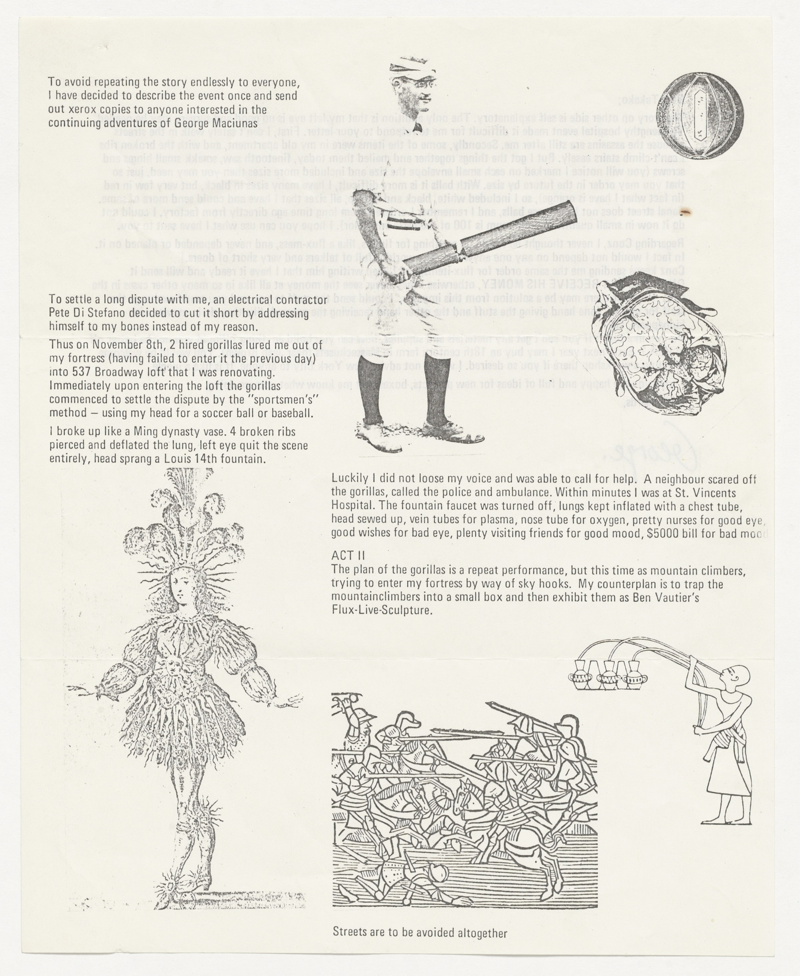 George Maciunas. Flyer describing the circumstances leading to Hospital ...