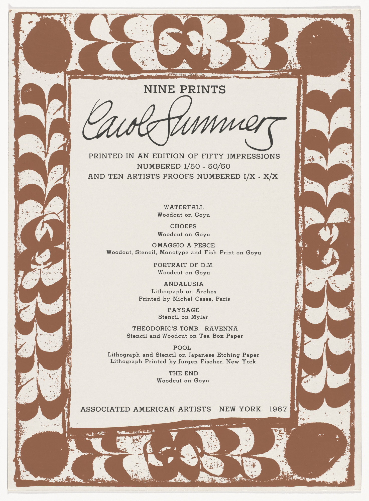 Carol Summers. 9 Prints. 1967 | MoMA