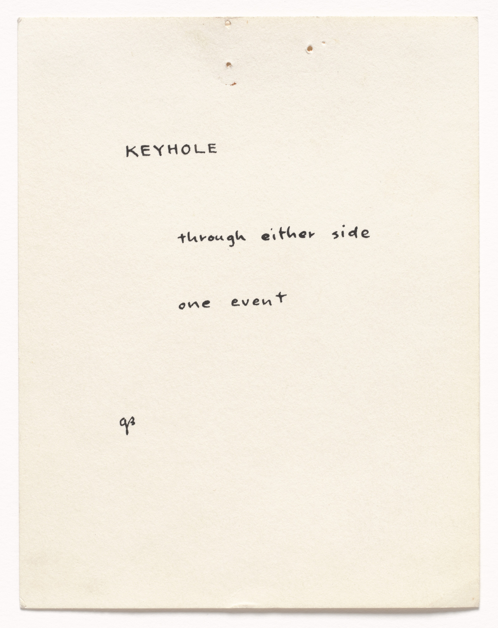 George Brecht. Keyhole. 1962 | MoMA