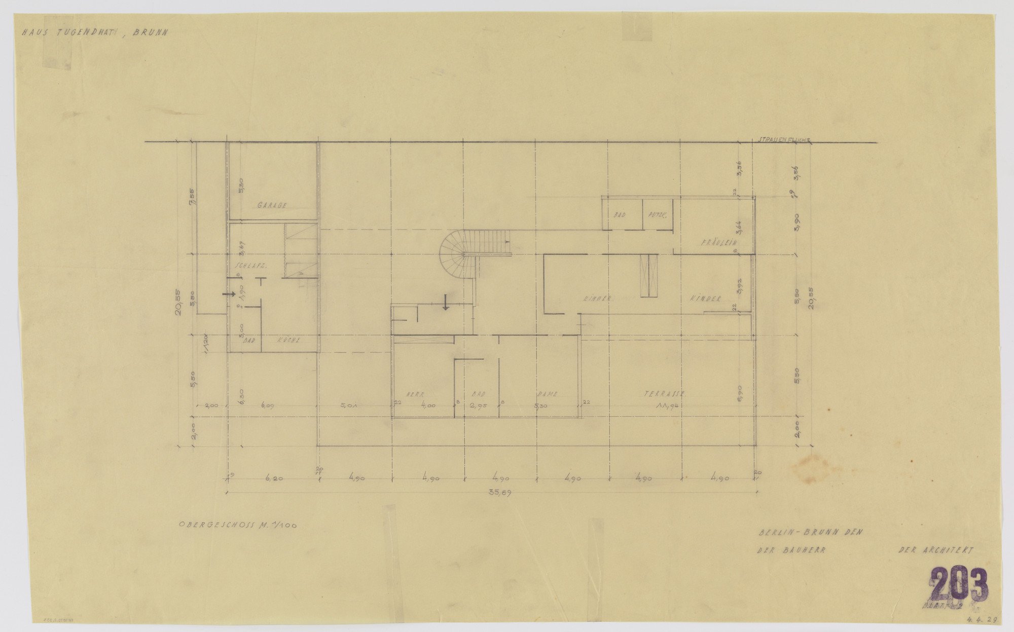 Ludwig Mies van der Rohe. Tugendhat House, Brno, Czech Republic (Upper ...