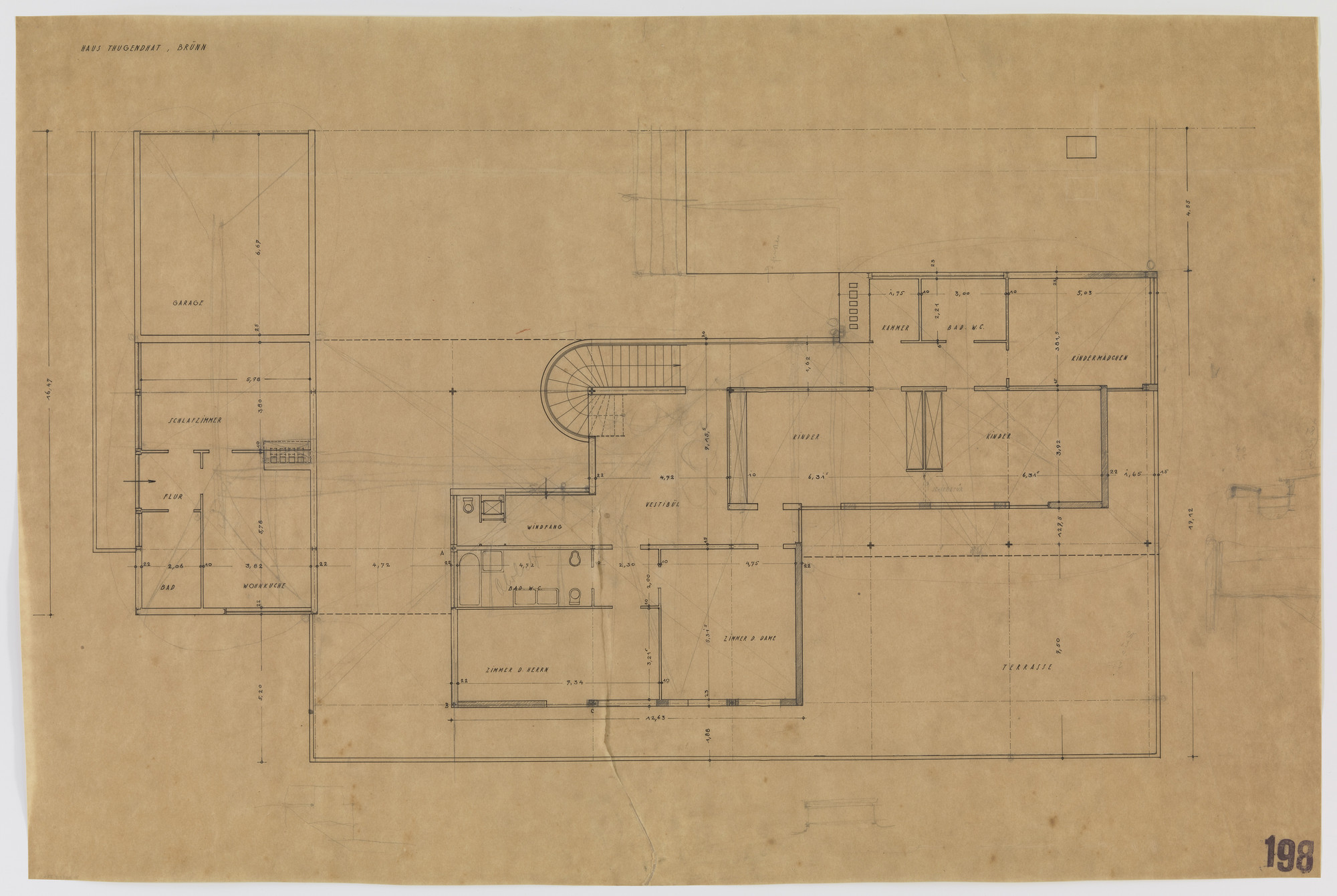 Ludwig Mies van der Rohe. Tugendhat House, Brno, Czech Republic (Upper ...