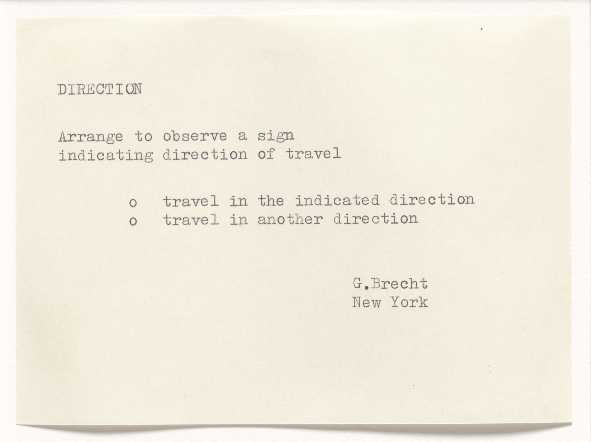 George Brecht. Direction. 1962 | MoMA