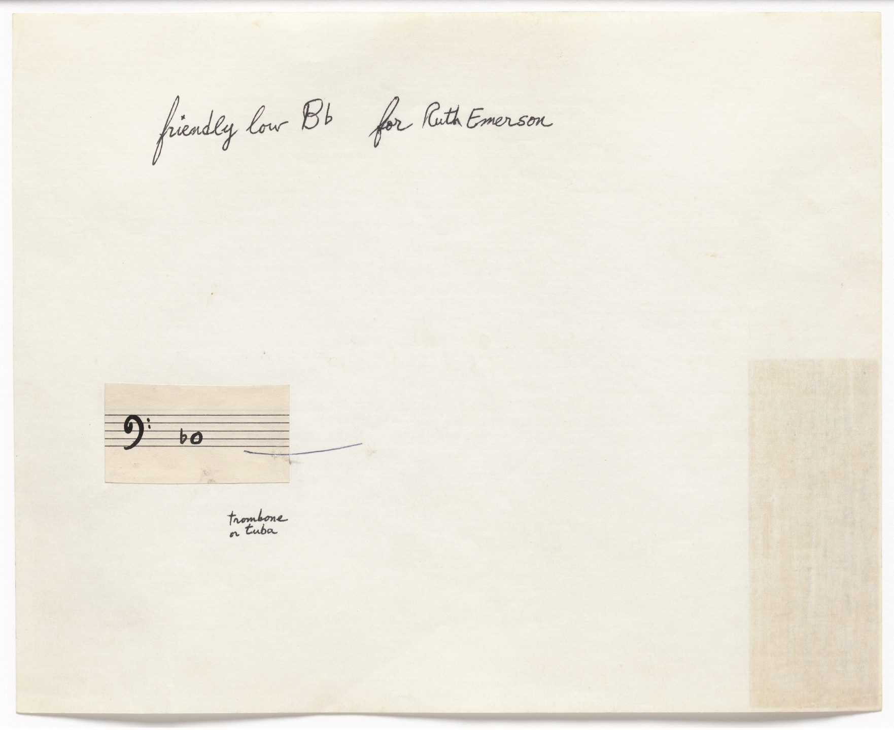 Philip Corner. Friendly Low B Flat for Ruth Emerson. 1964 | MoMA