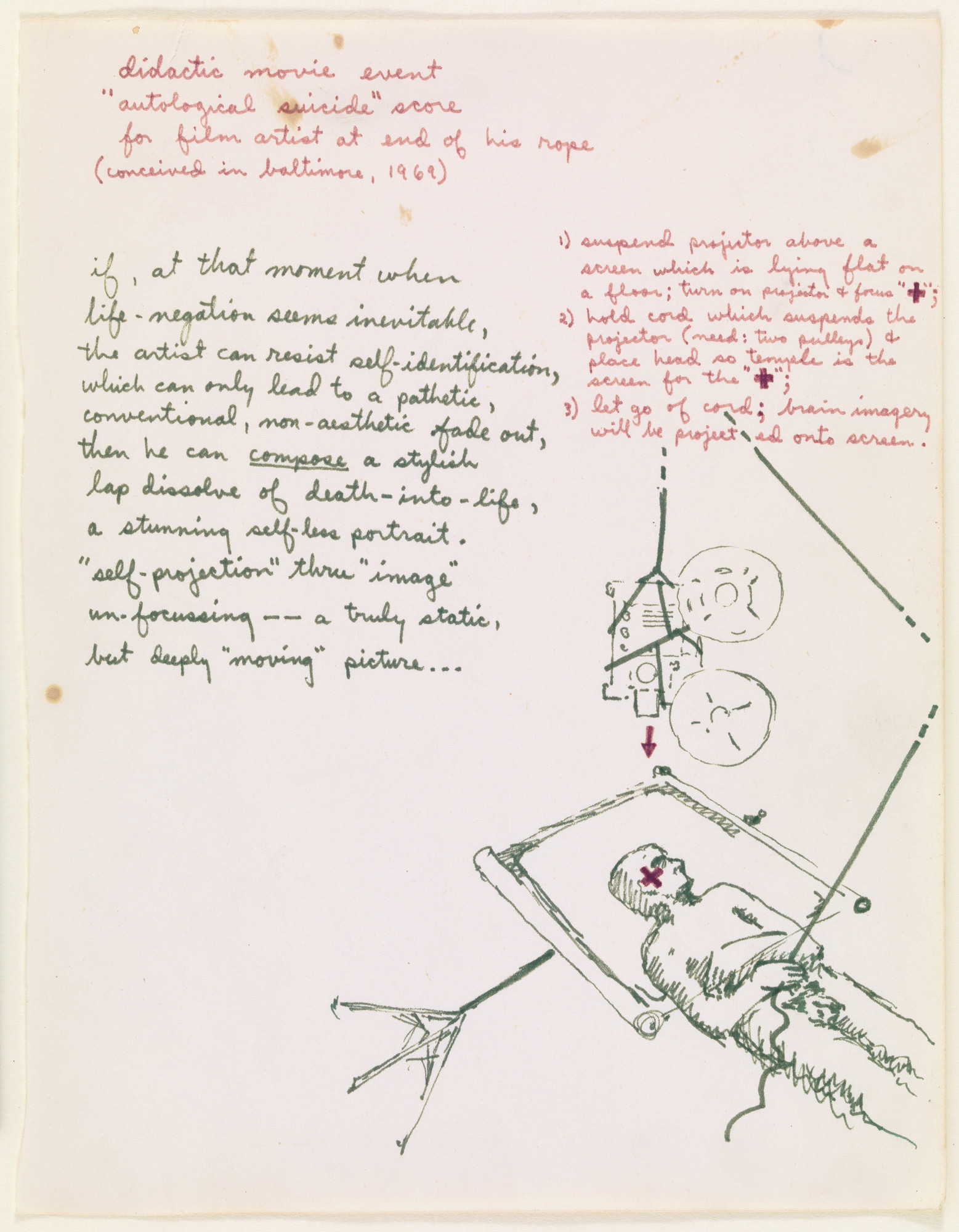 Paul Sharits. Didactic movie event "autological suicide" score for film ...