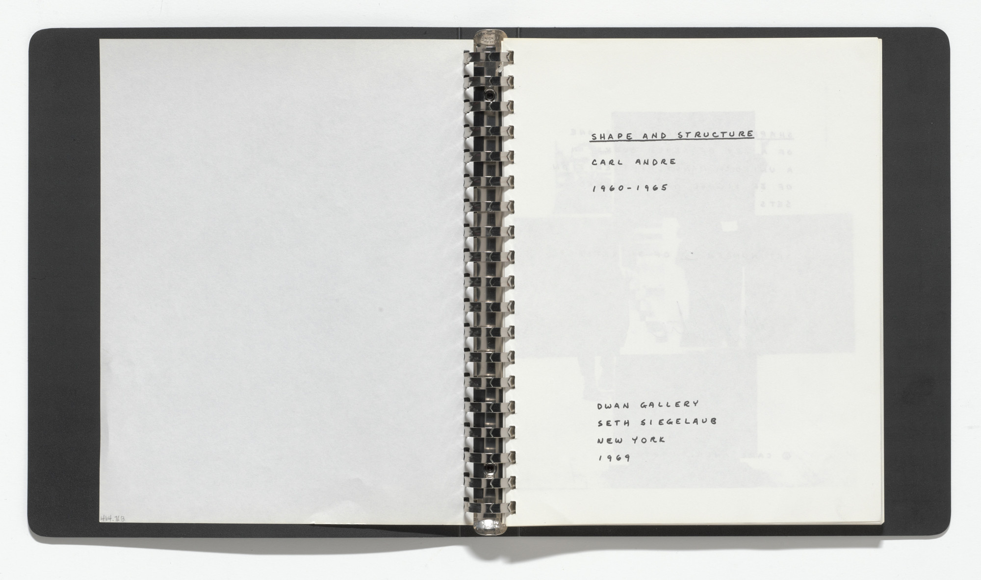 Carl Andre. Shape and Structure, volume 2 from Seven Books of Poetry ...