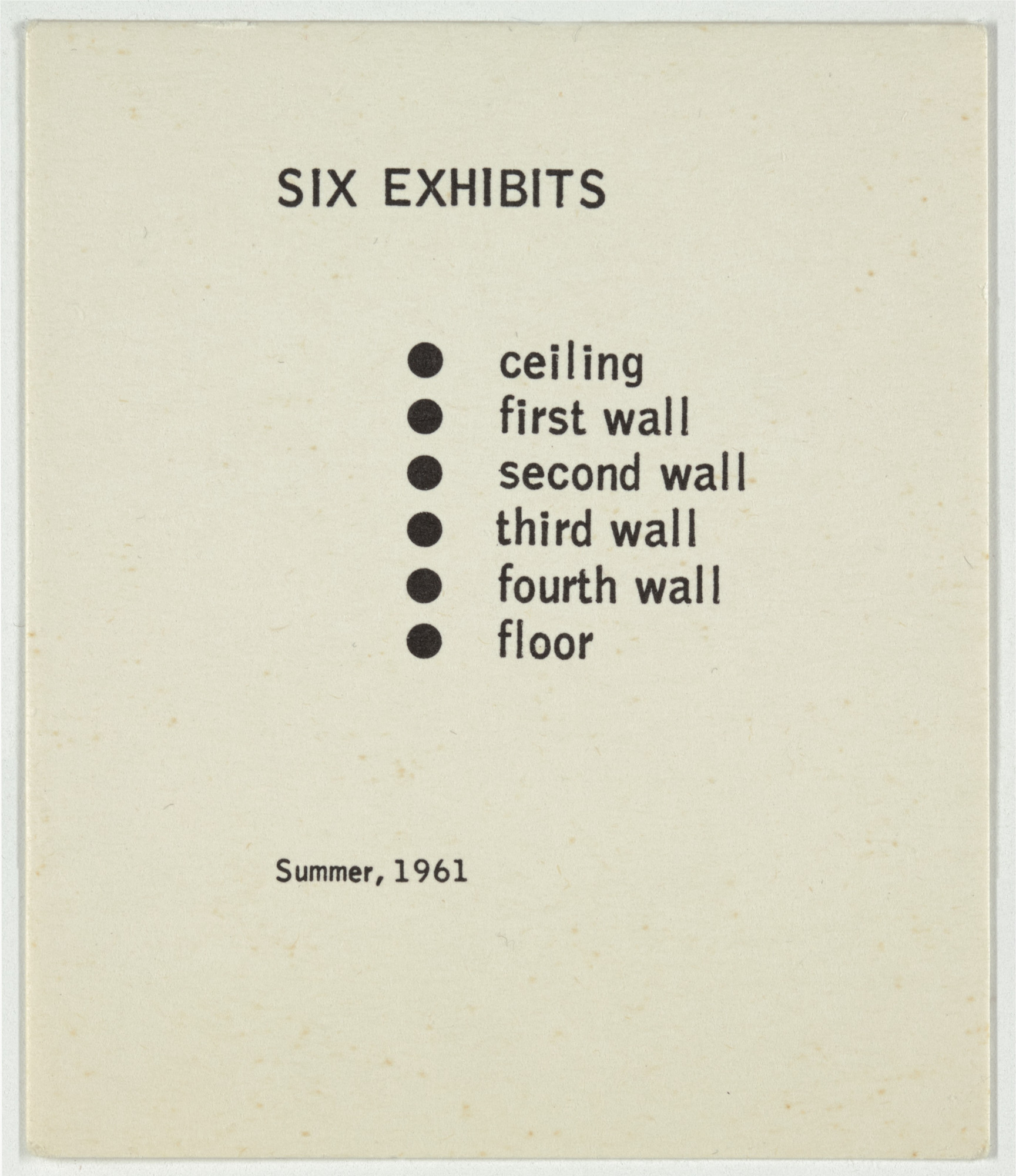 George Brecht. Six Exhibits from Water Yam. 1963 | MoMA