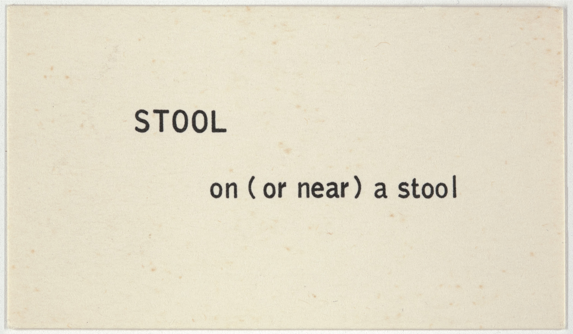 George Brecht. Stool from Water Yam. 1963 | MoMA