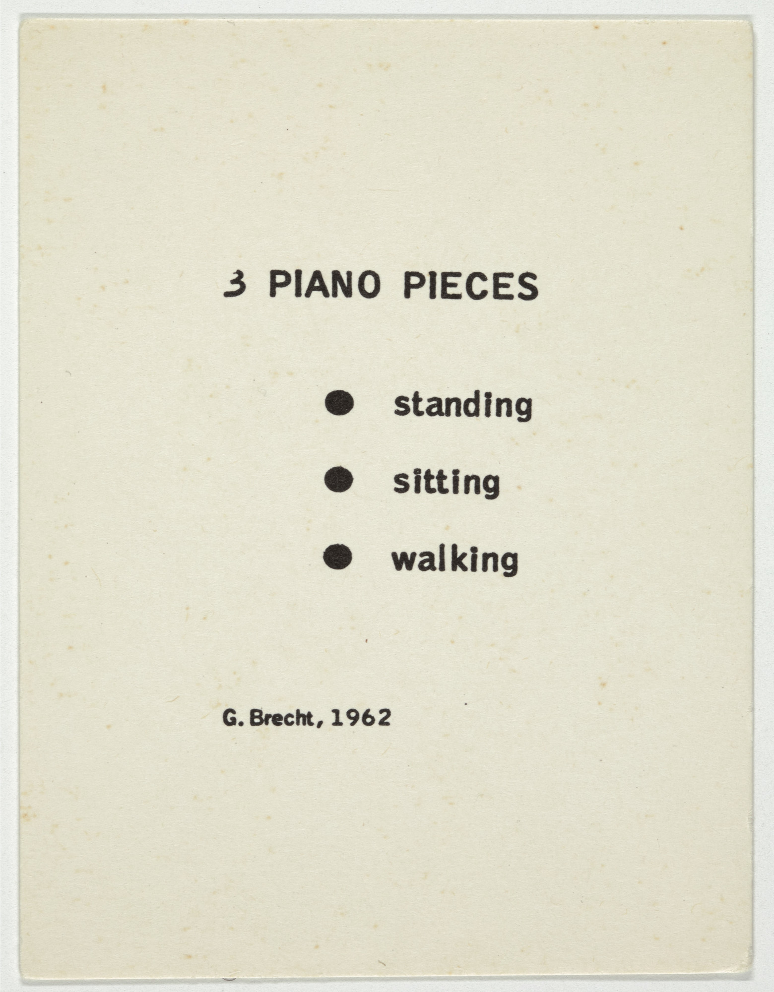 George Brecht. 3 Piano Pieces from Water Yam. 1963 | MoMA