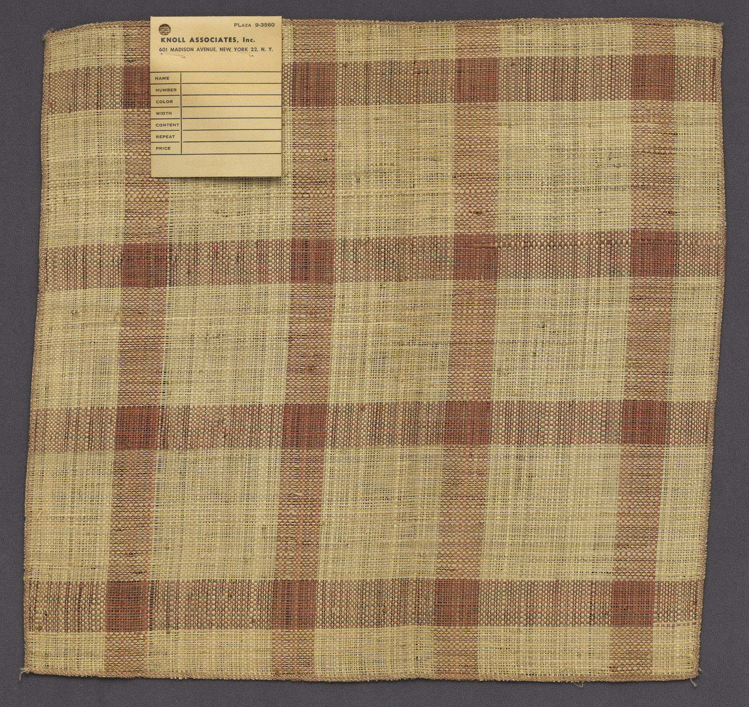 Knoll Textiles, New York, NY, Unidentified Designer. Pandanus fabric ...