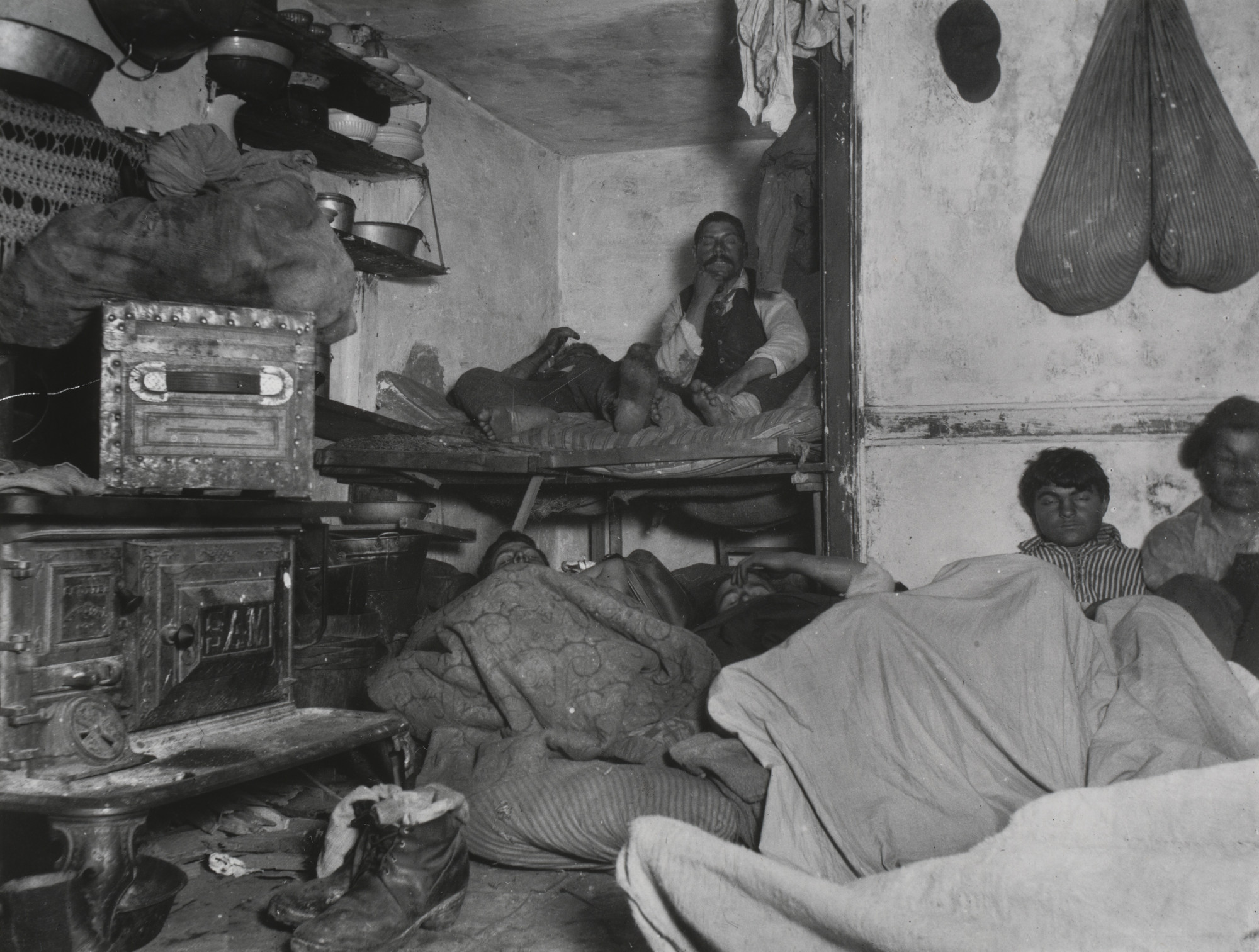 Jacob August Riis. Lodgers in Bayard Street Tenement, Five Cents a Spot ...