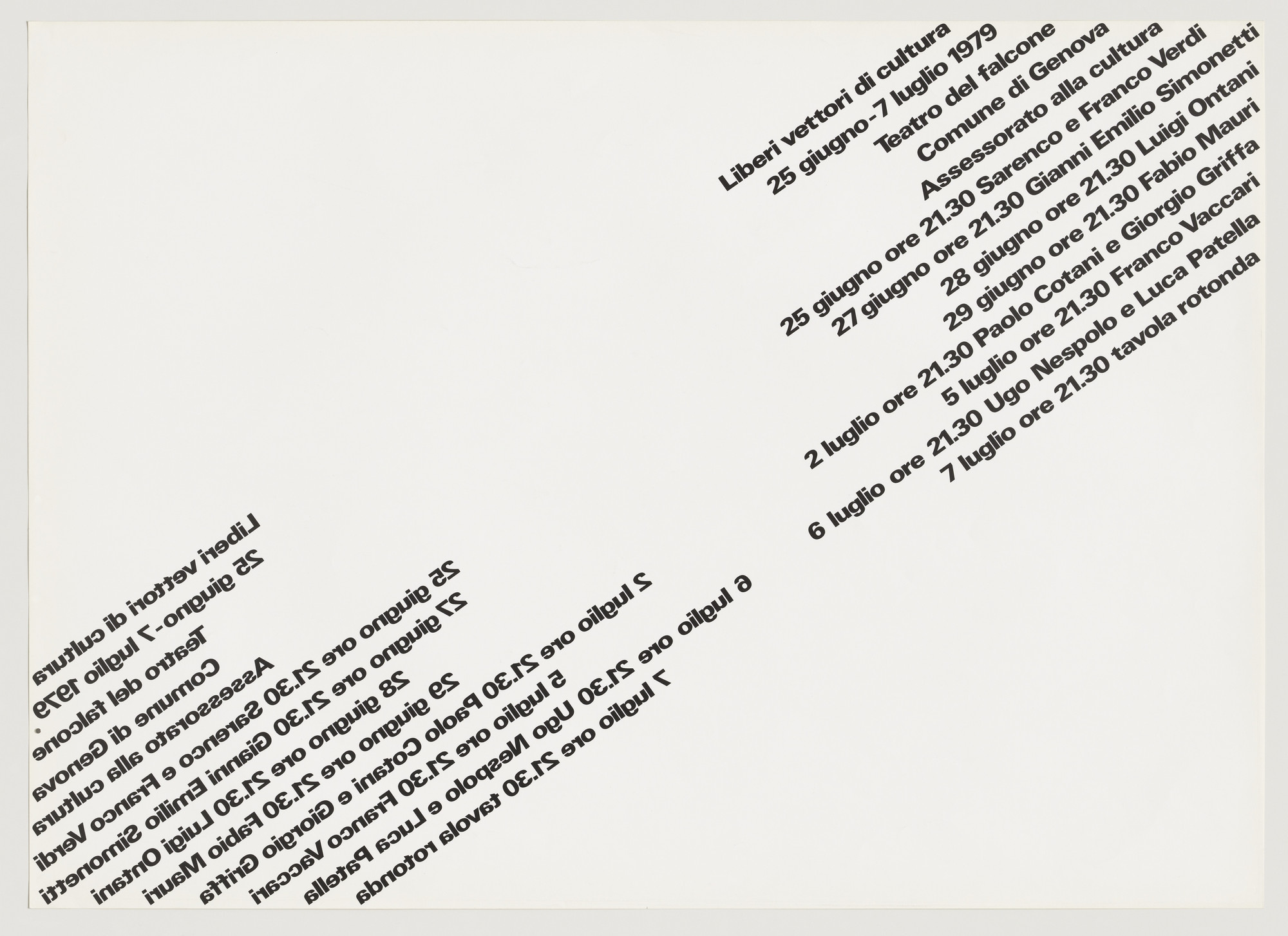 A. G. Fronzoni. Liberi Vettori di Cultura. 1979 | MoMA