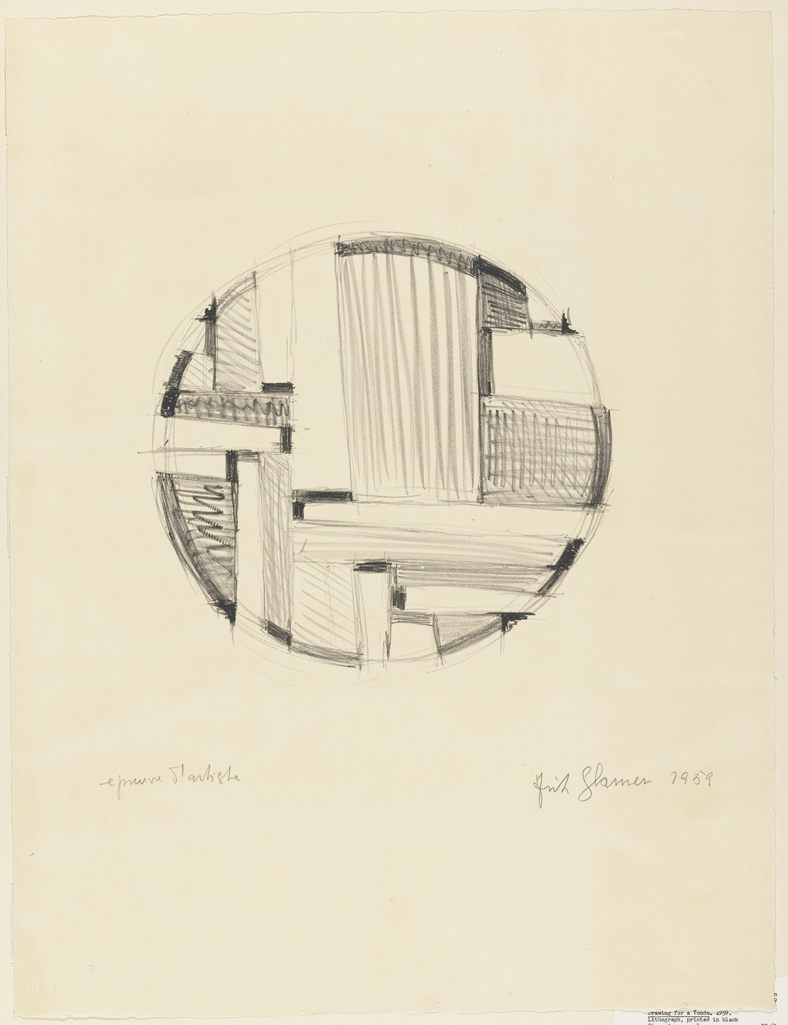 Fritz Glarner. Drawing for Tondo No. 5. 1959 | MoMA