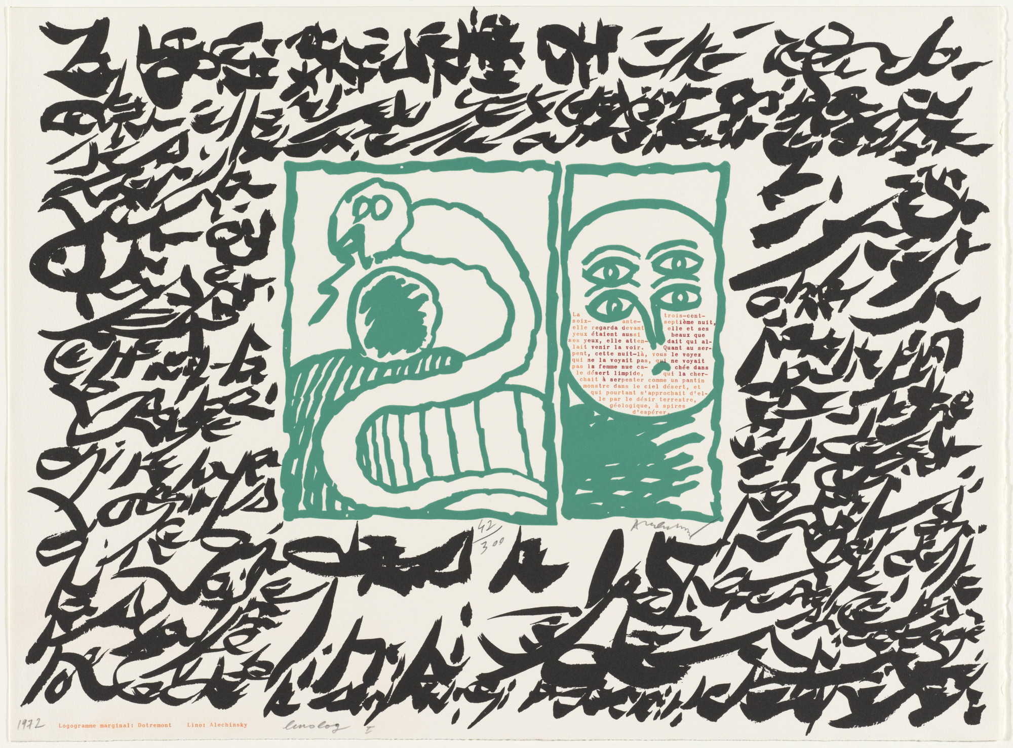 Pierre Alechinsky, Christian Dotremont. Linolog II. 1972 | MoMA