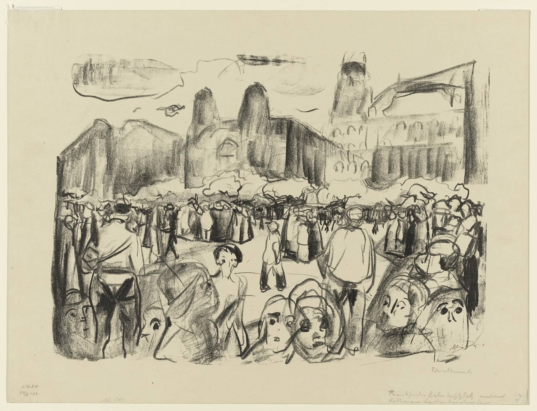 Edvard Munch. Frankfurter Bahnhofsplatz during Rathenau's Funeral. 1920 ...