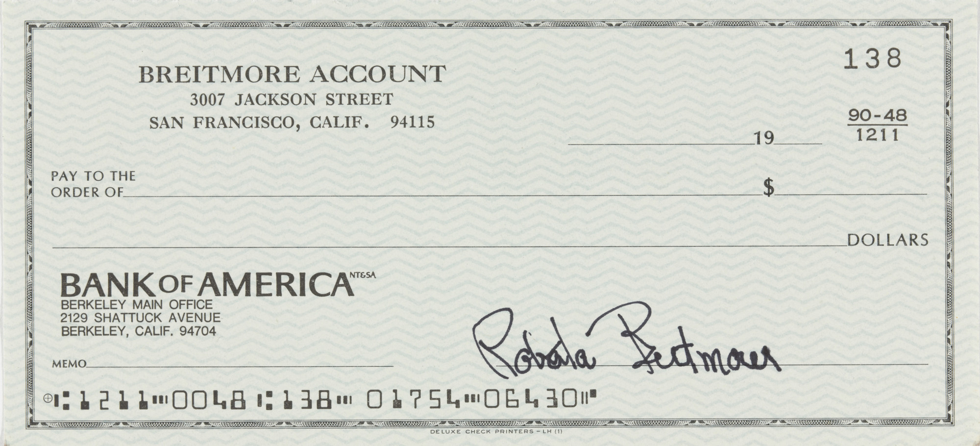 Lynn Hershman Leeson. Roberta Breitmore Blank Check. 1974 | MoMA