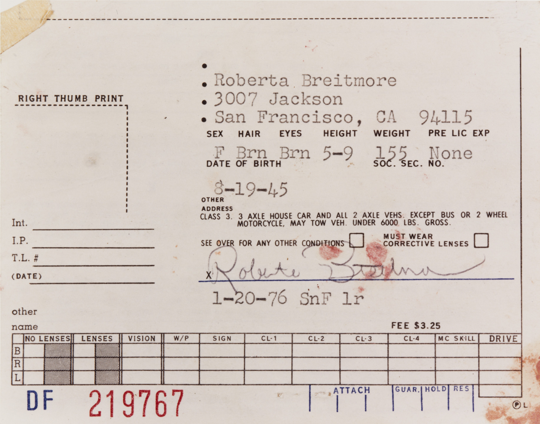 Lynn Hershman Leeson. Roberta's Driver's License. 1976 | MoMA