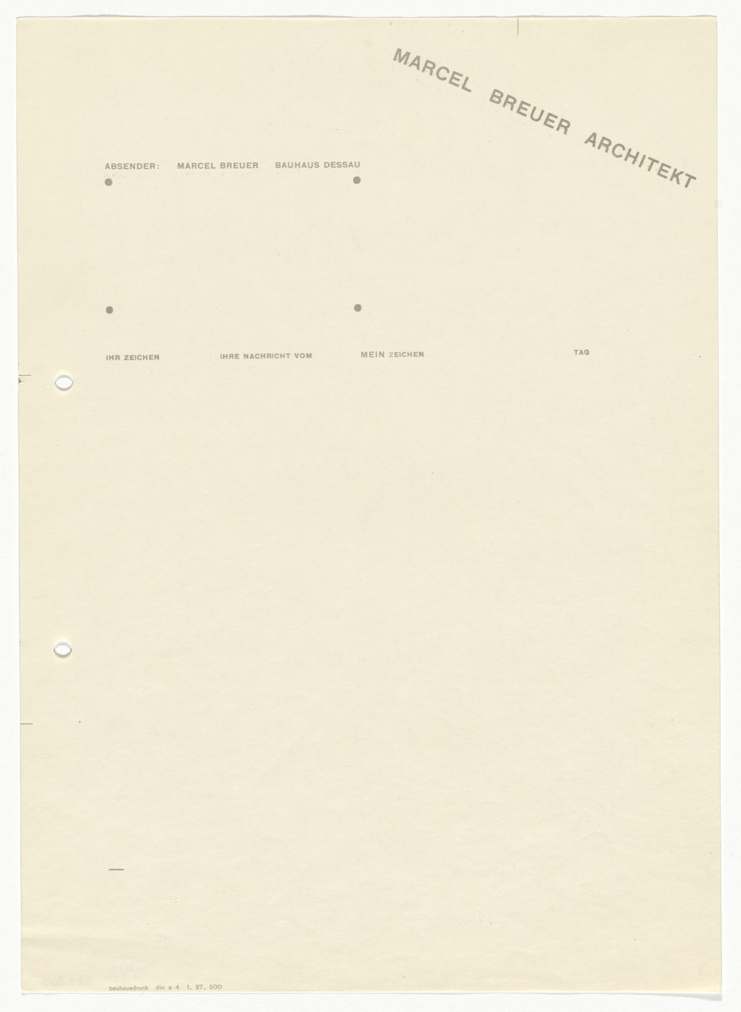 Herbert Bayer. Marcel Breuer letterhead. 1927 | MoMA