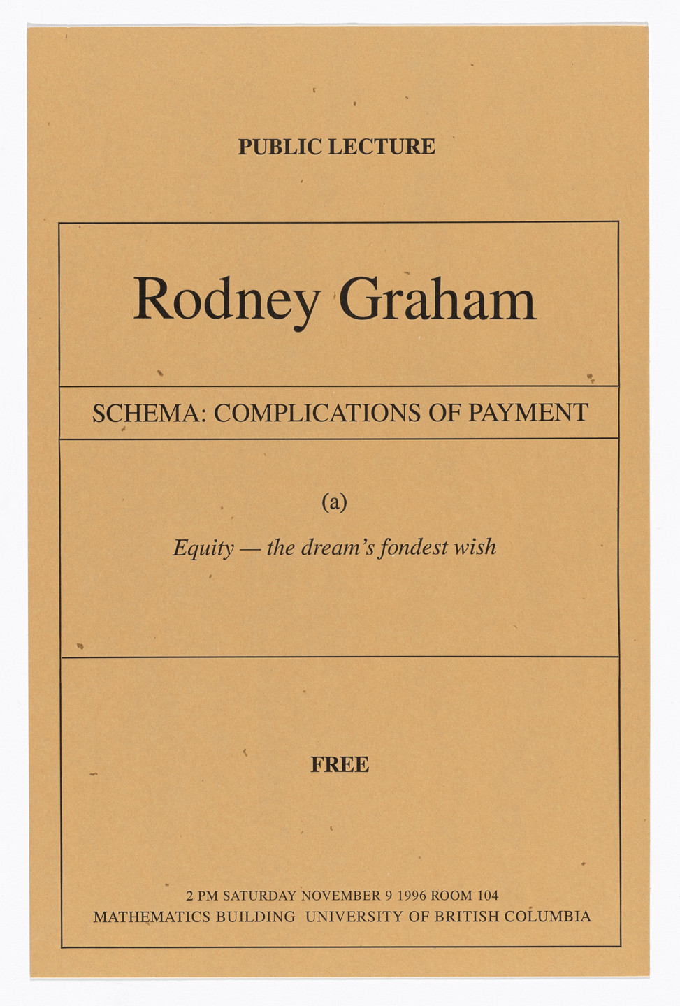 Rodney Graham. Schema: Complications of Payment. 1996 | MoMA