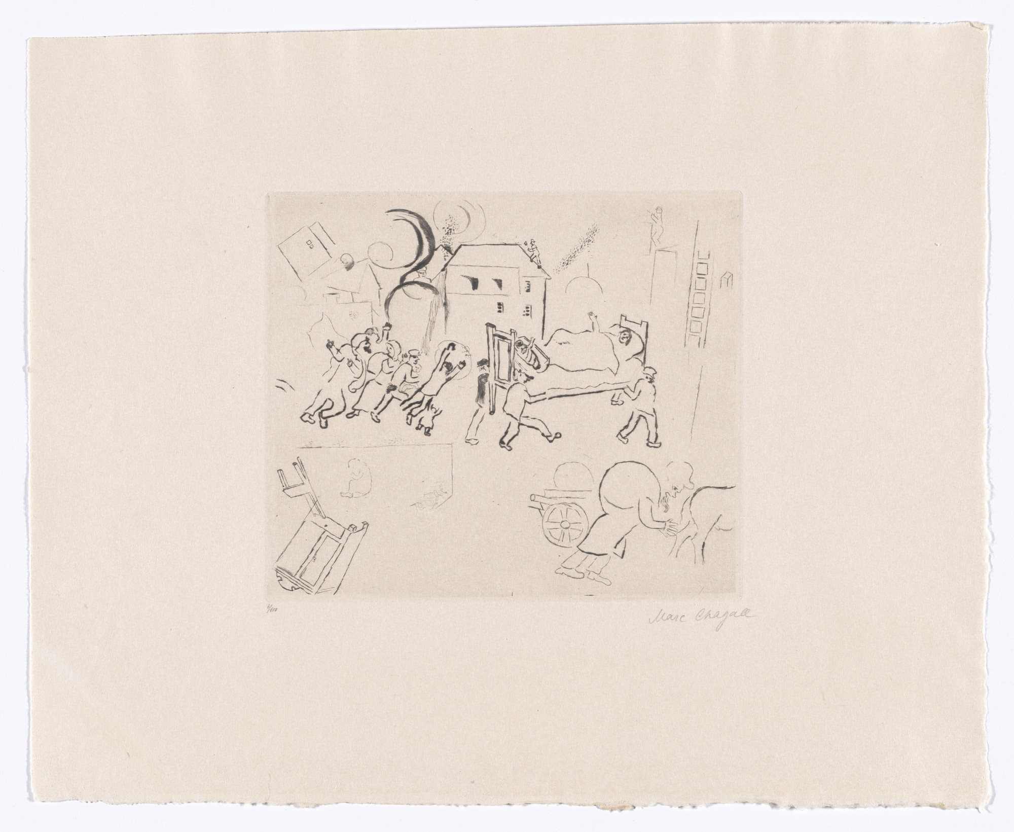 Marc Chagall. Fire in the City (Feuer in der Stadt) from My Life (Mein ...