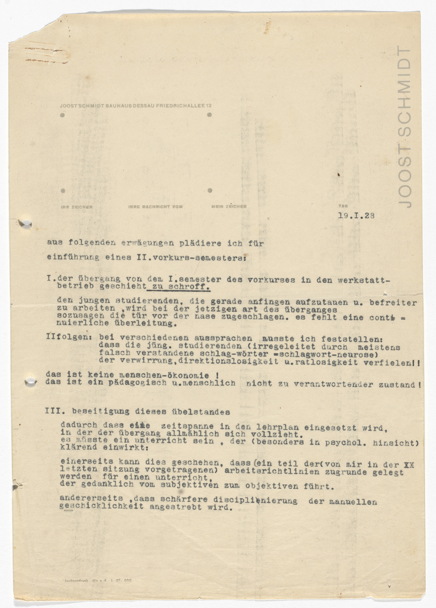 Joost Schmidt. Joost Schmidt, Bauhaus, Dessau letterhead. 1928 | MoMA