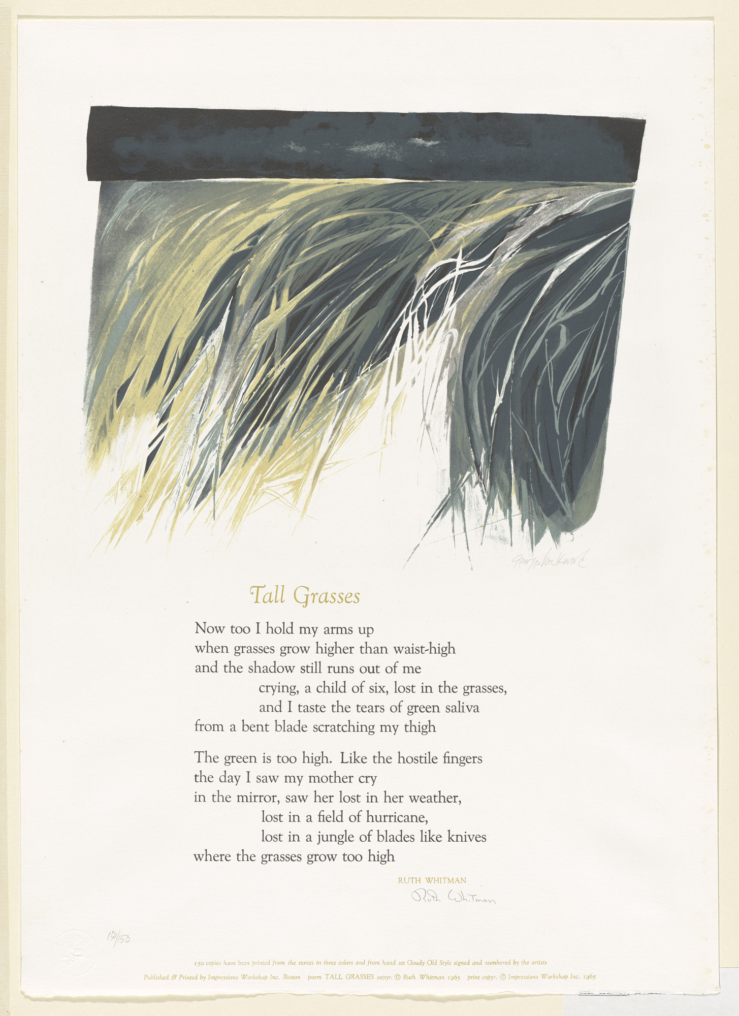 George Lockwood. Tall Grasses by Ruth Whitman. (1965) | MoMA