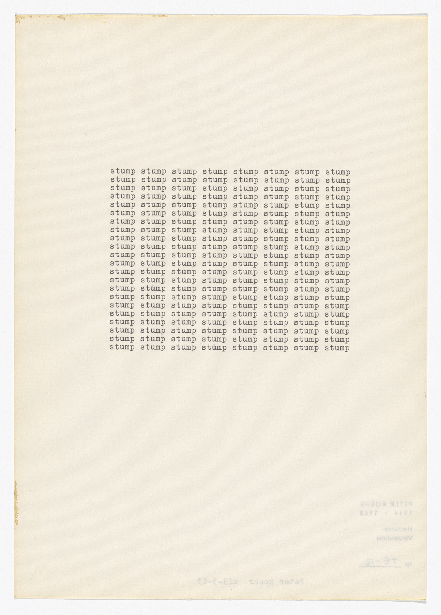 Peter Roehr. Stump. 1963 | MoMA