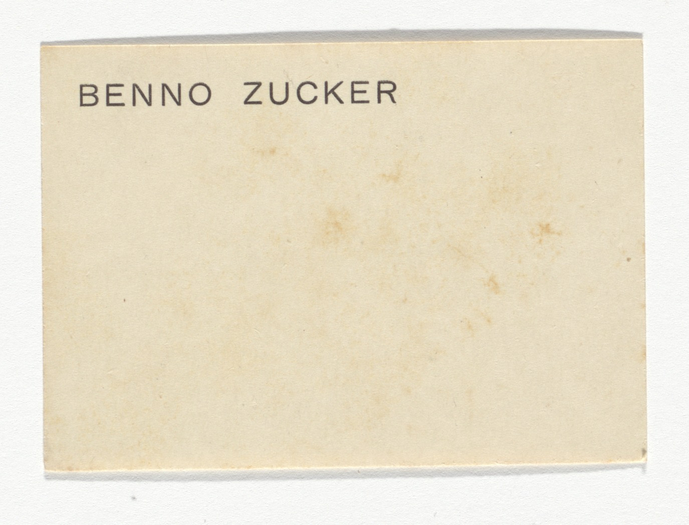 Erich Comeriner. Benno Zucker stationery calling card. 1920s | MoMA