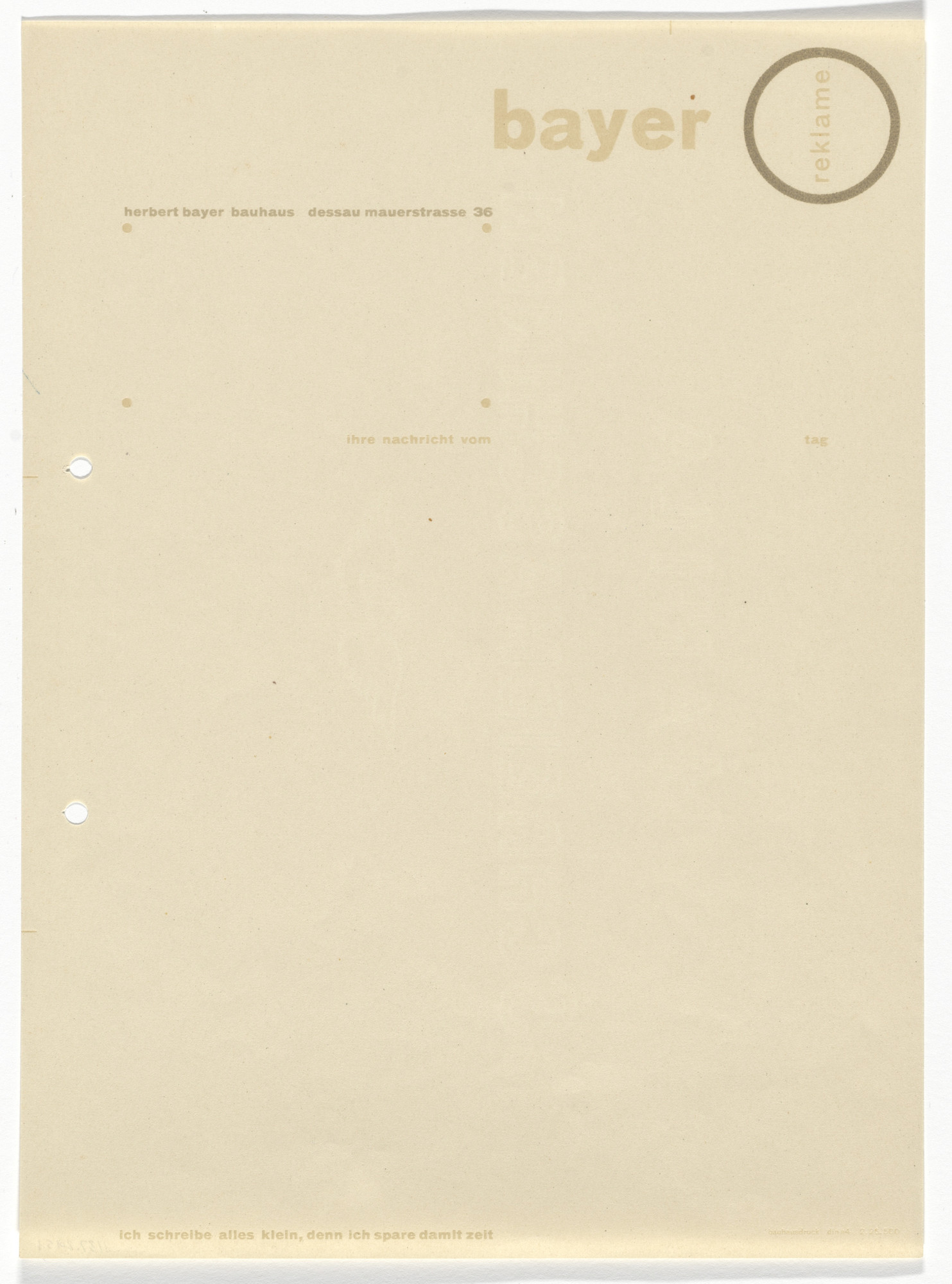 Herbert Bayer. Herbert Bayer letterhead. 1926 | MoMA